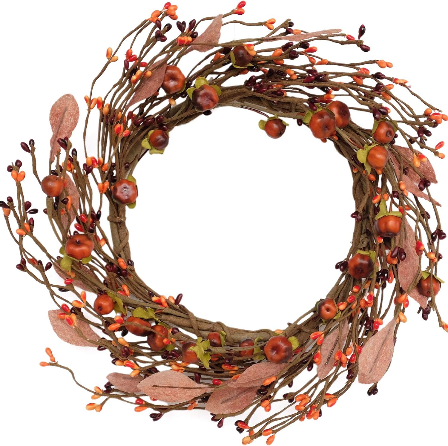 Amazon.com: idyllic Mini Pumpkin Pip Berry Wreath for Front Door 12 ...
