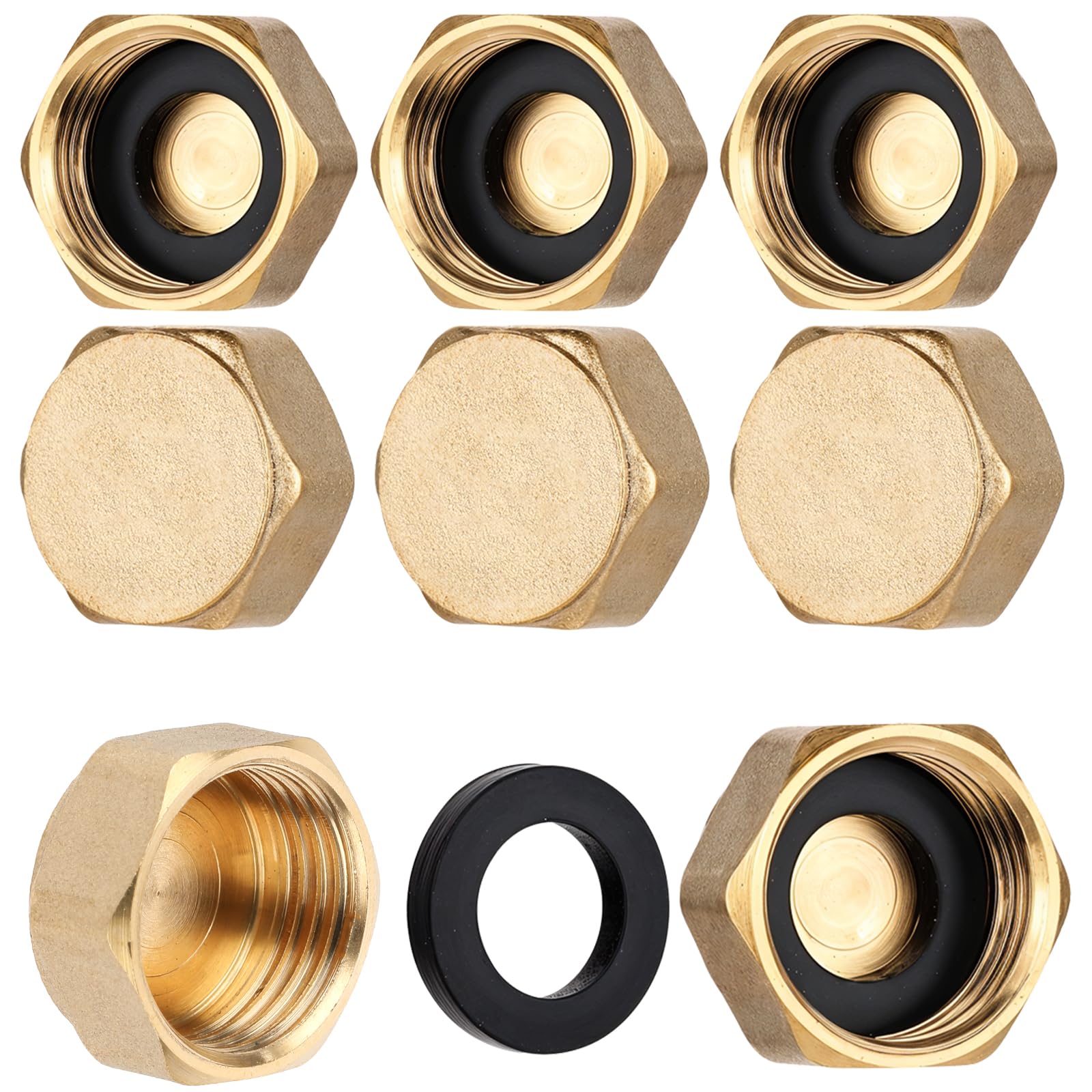 6 Pcs 3/4" Brass Pipe Cap, Brass Blanking Nut Cap, Female Blanking Stop ...