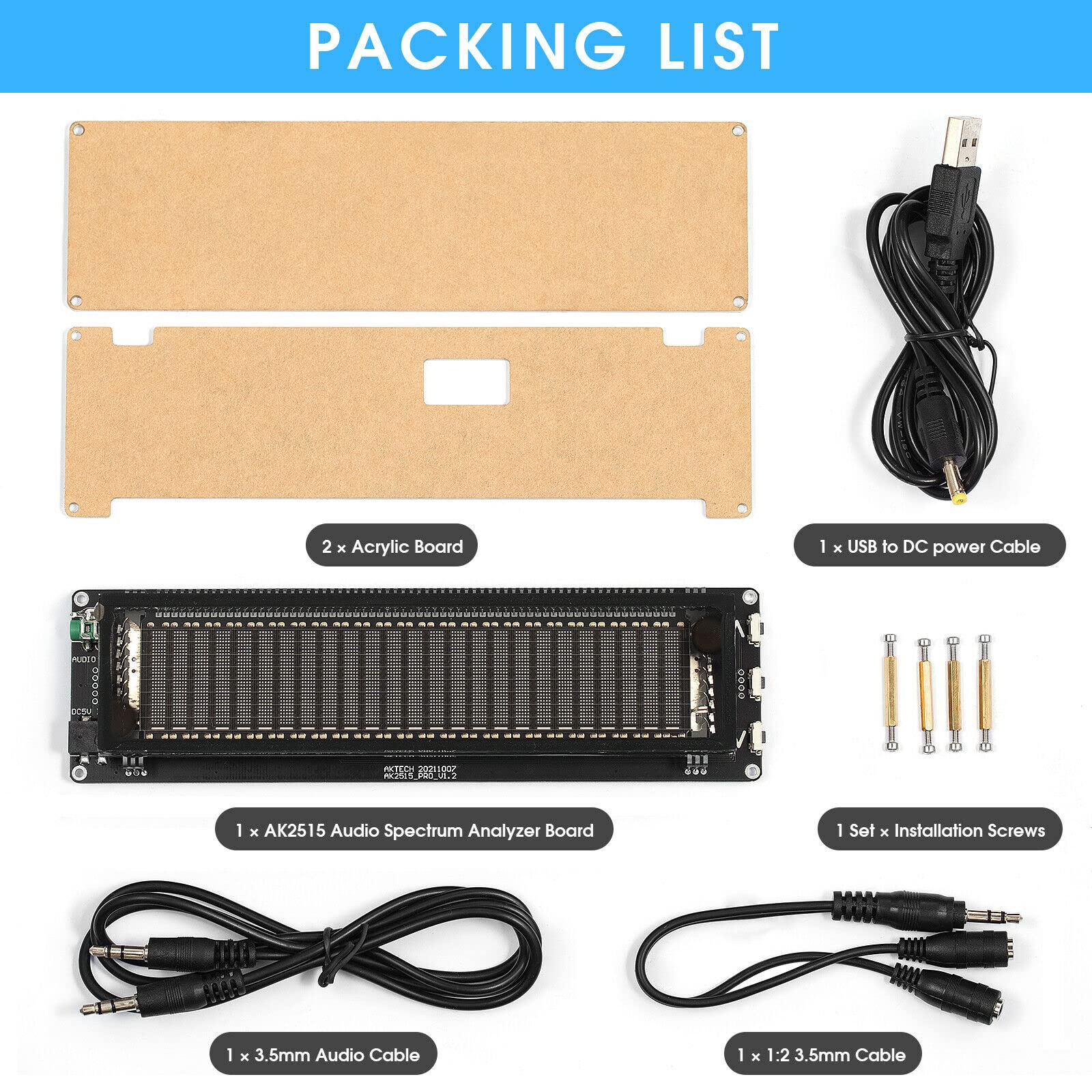 Nobsound AK2515 Music Spectrum Audio 15 Level Indicator VU Meter Screen ...