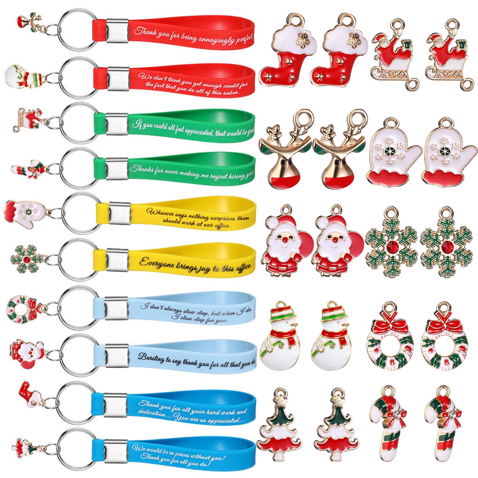 Quelay 30 Pcs Christmas Keychains Santa Claus Snowman Xmas Tree Thank ...