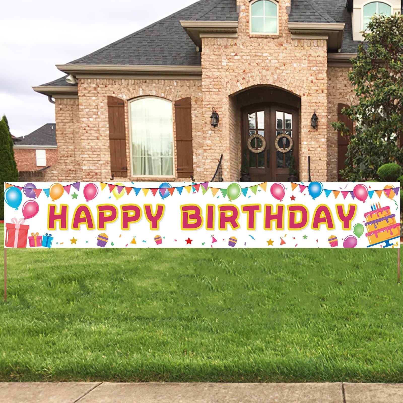 Amazon.com: Enjoyfun Happy Birthday Yard Sign Banner - Large 118" x 19. ...