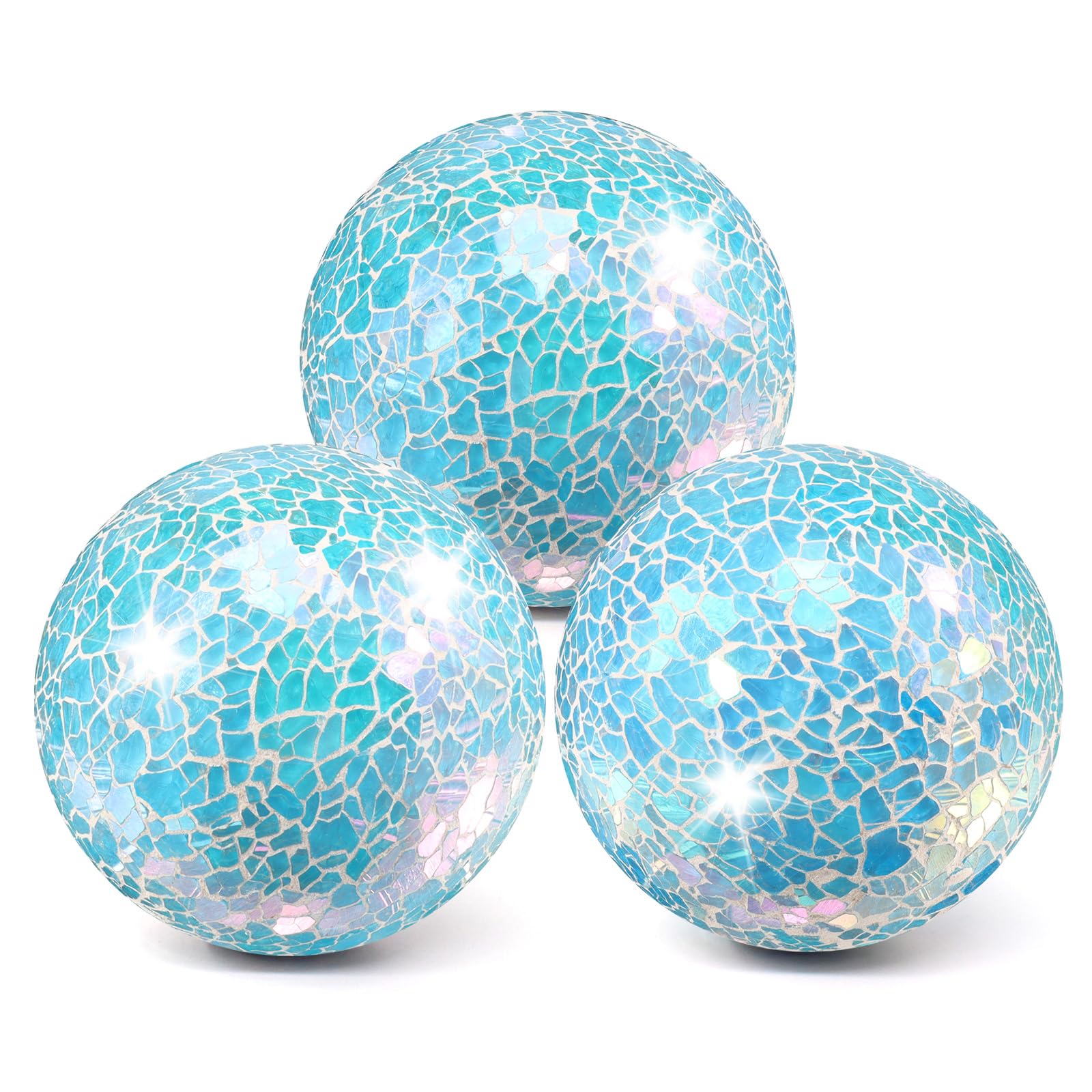 Amazon.com: ginojex 3Pcs Mosaic Glass Orbs Decorative Balls Set 8.5cm/3 ...