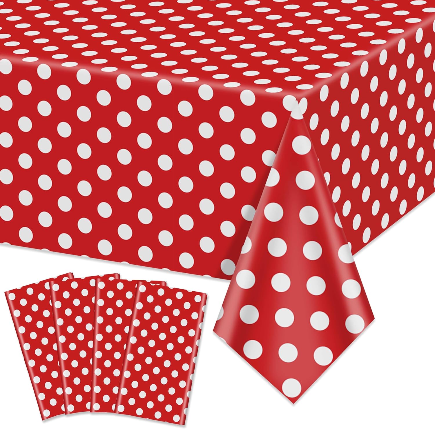 Amazon.com: Hegbolke 4 Pack Red and White Polka Dots Tablecloths ...