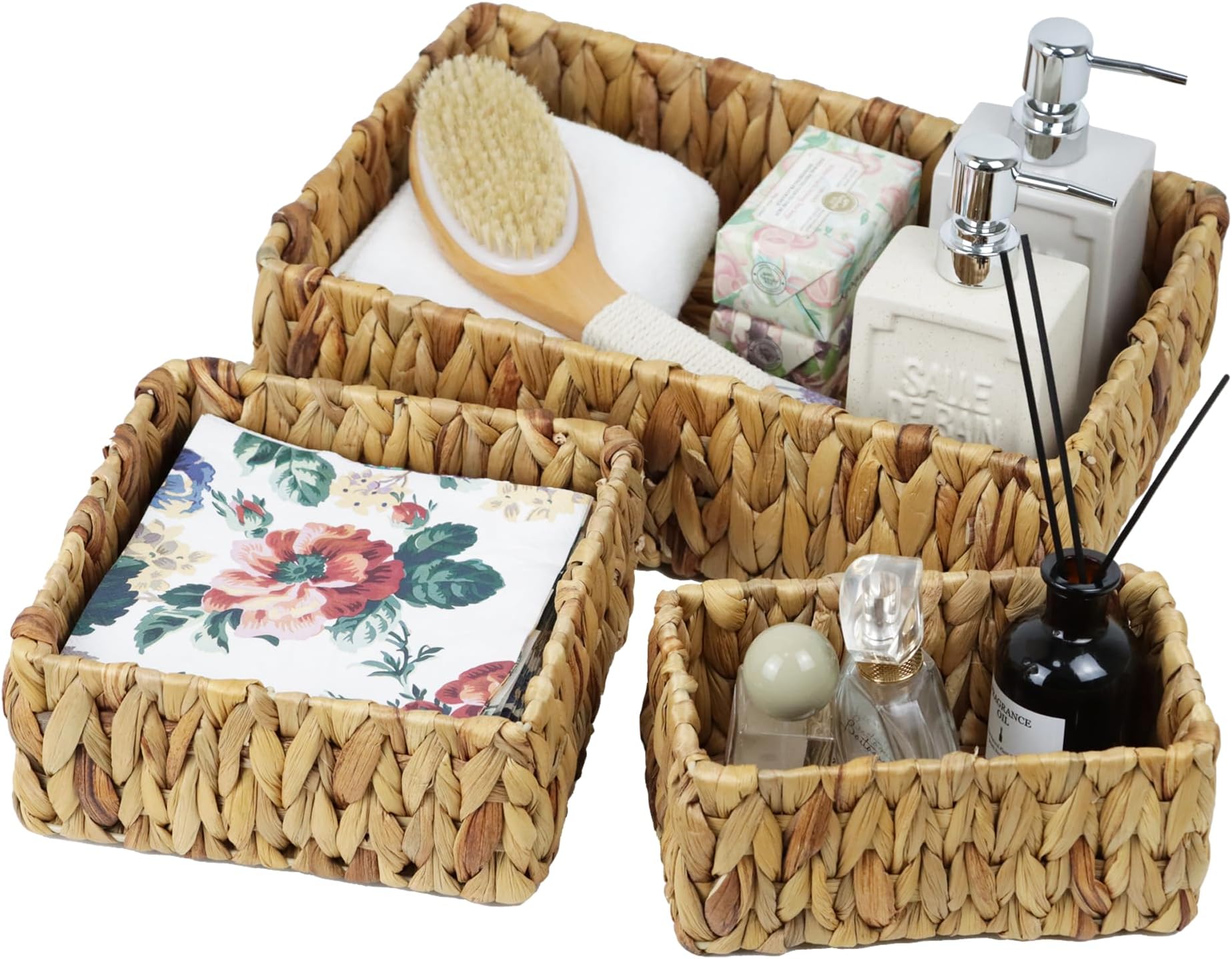 Amazon.com: Juvale Set of 3 Small Wicker Baskets for Storage, Woven ...