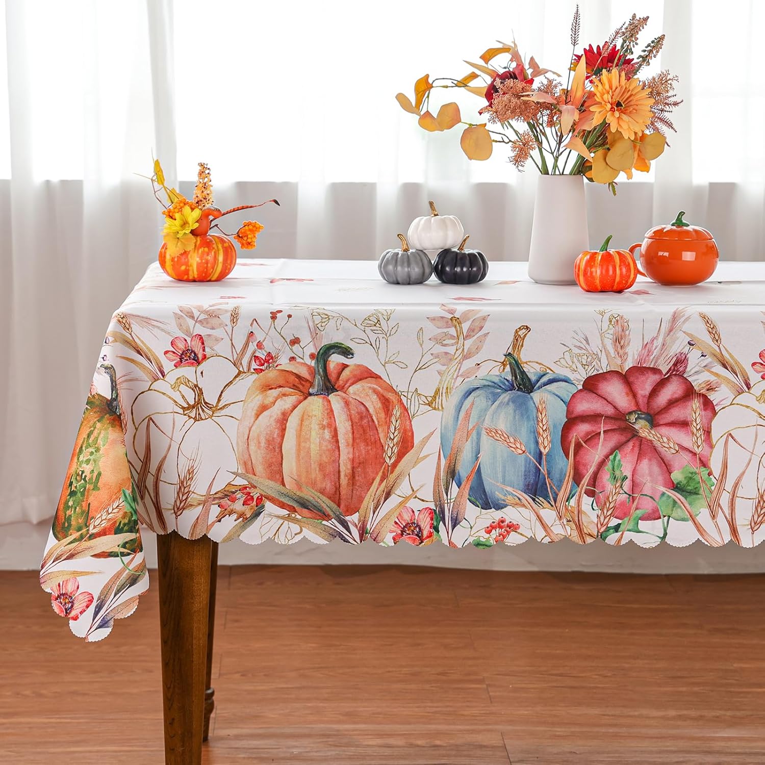 Amazon.com: Fall Tablecloth, Fall Watercolor Pumpkin Table Cloths ...