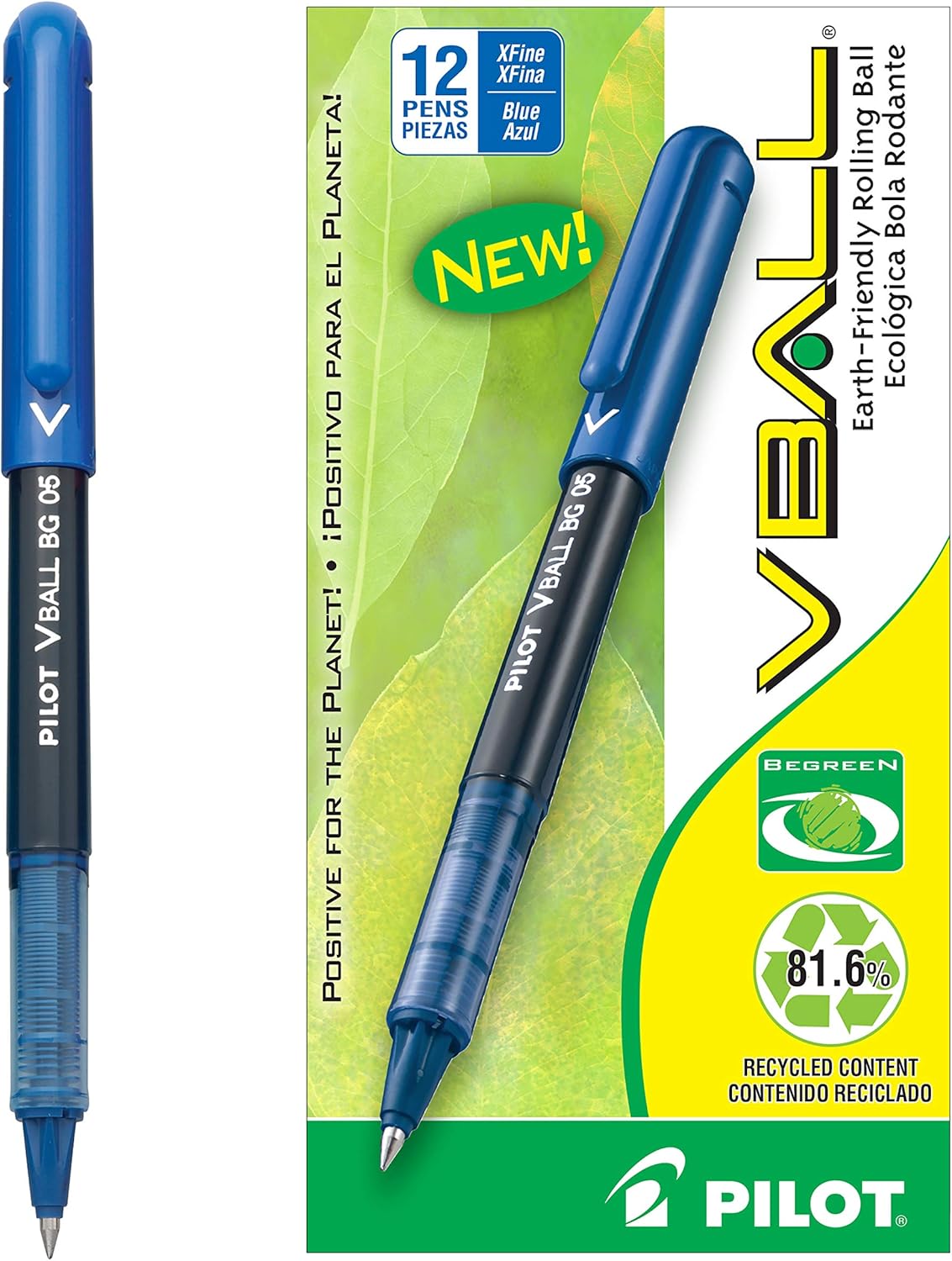 Amazon.com : PILOT VBall BeGreen Liquid Ink Rolling Ball Stick Pens ...