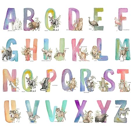 Amazon.com: Boho Alphabet Wall Decals Removable Alphabet Letters Wall ...
