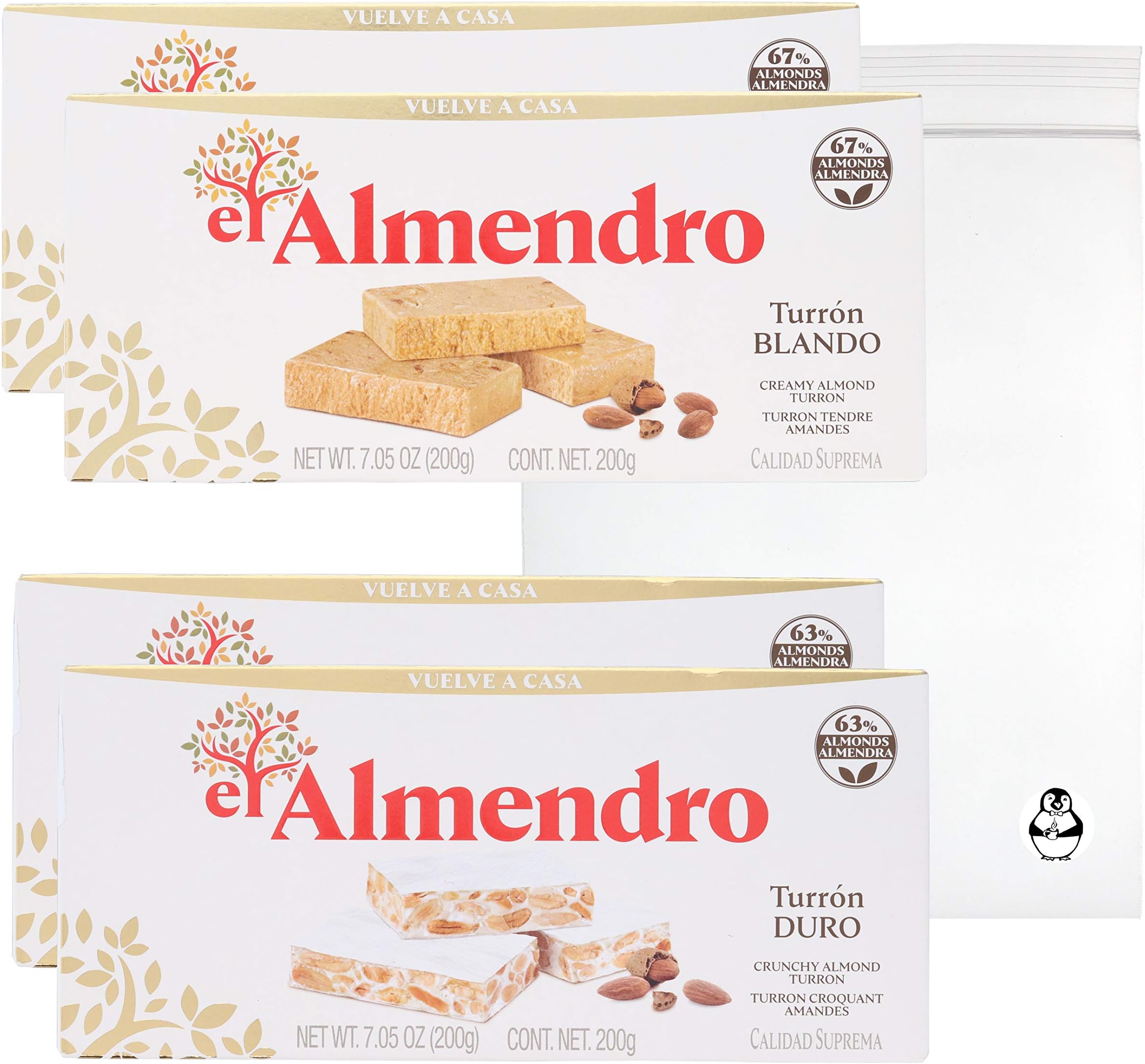 Amazon.com : El Almendro Crunchy Almond Nougat and Soft Turron - Creamy ...