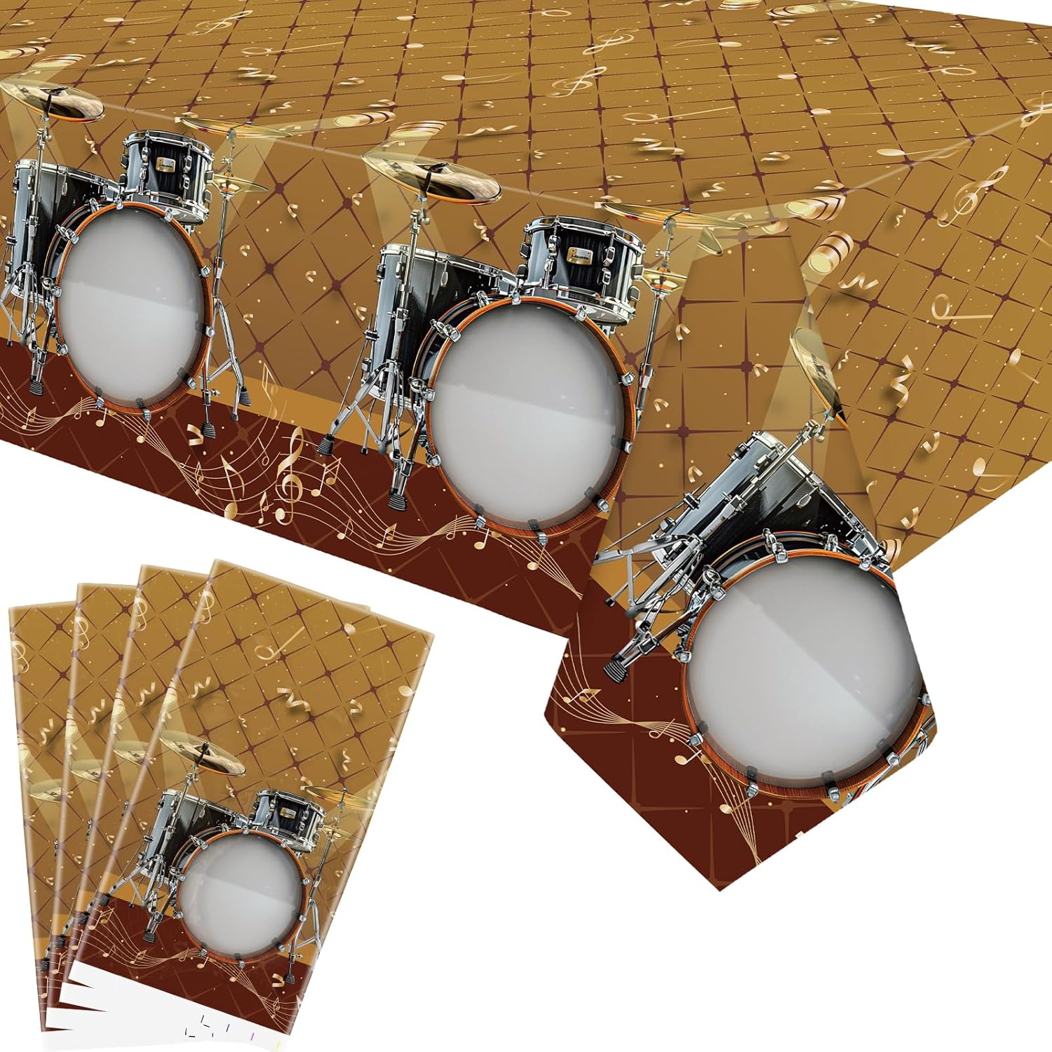 Amazon.com: Obussgar 4 Pack Drum Party Tablecloth Supplies, Drum ...