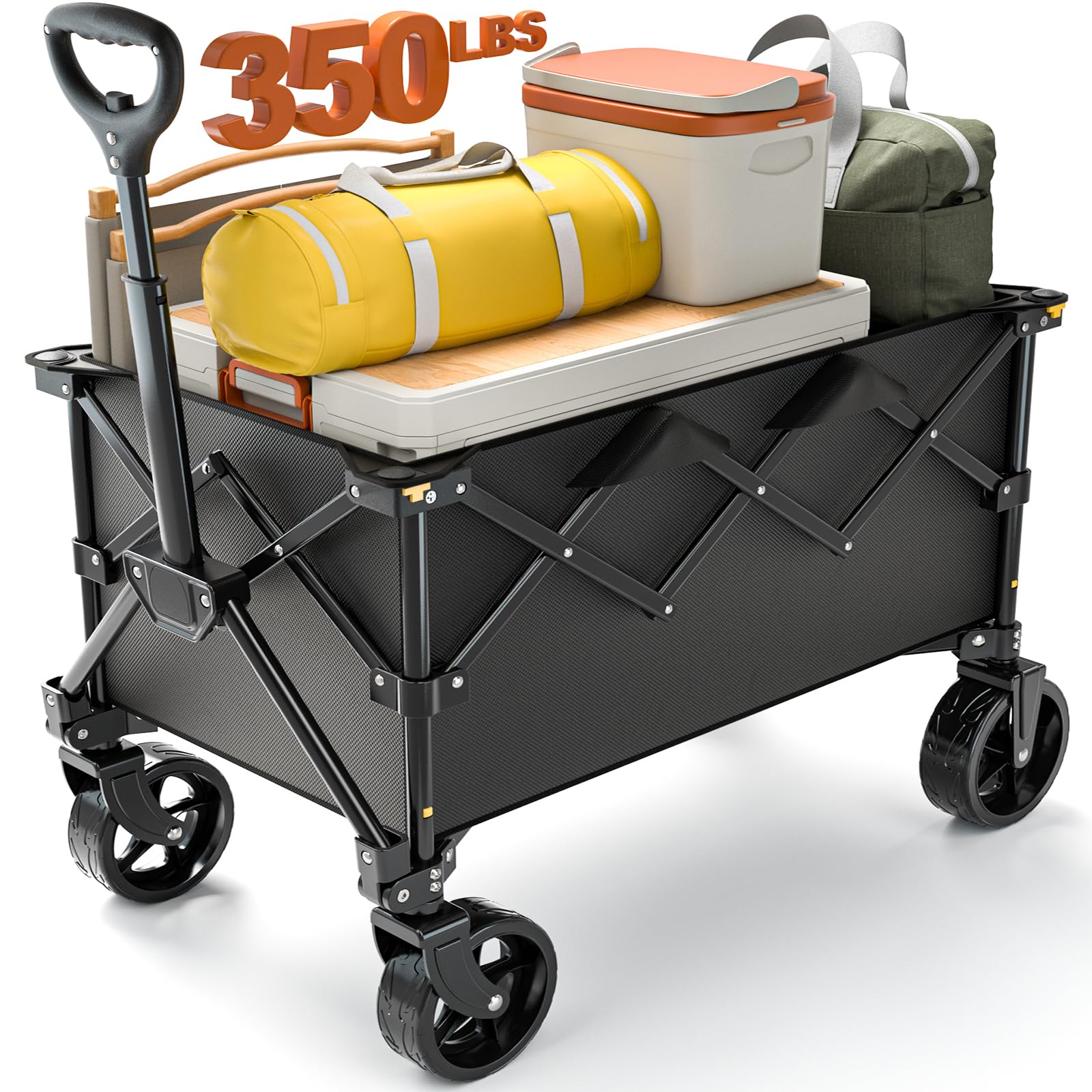 Amazon.com : Foldable Collapsible Wagon Cart with 150L Large Capacity ...