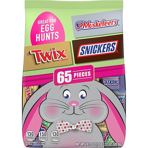 Amazon.com: Snickers, Twix & 3 Musketeers Easter Minis Variety Mix, 65 ...