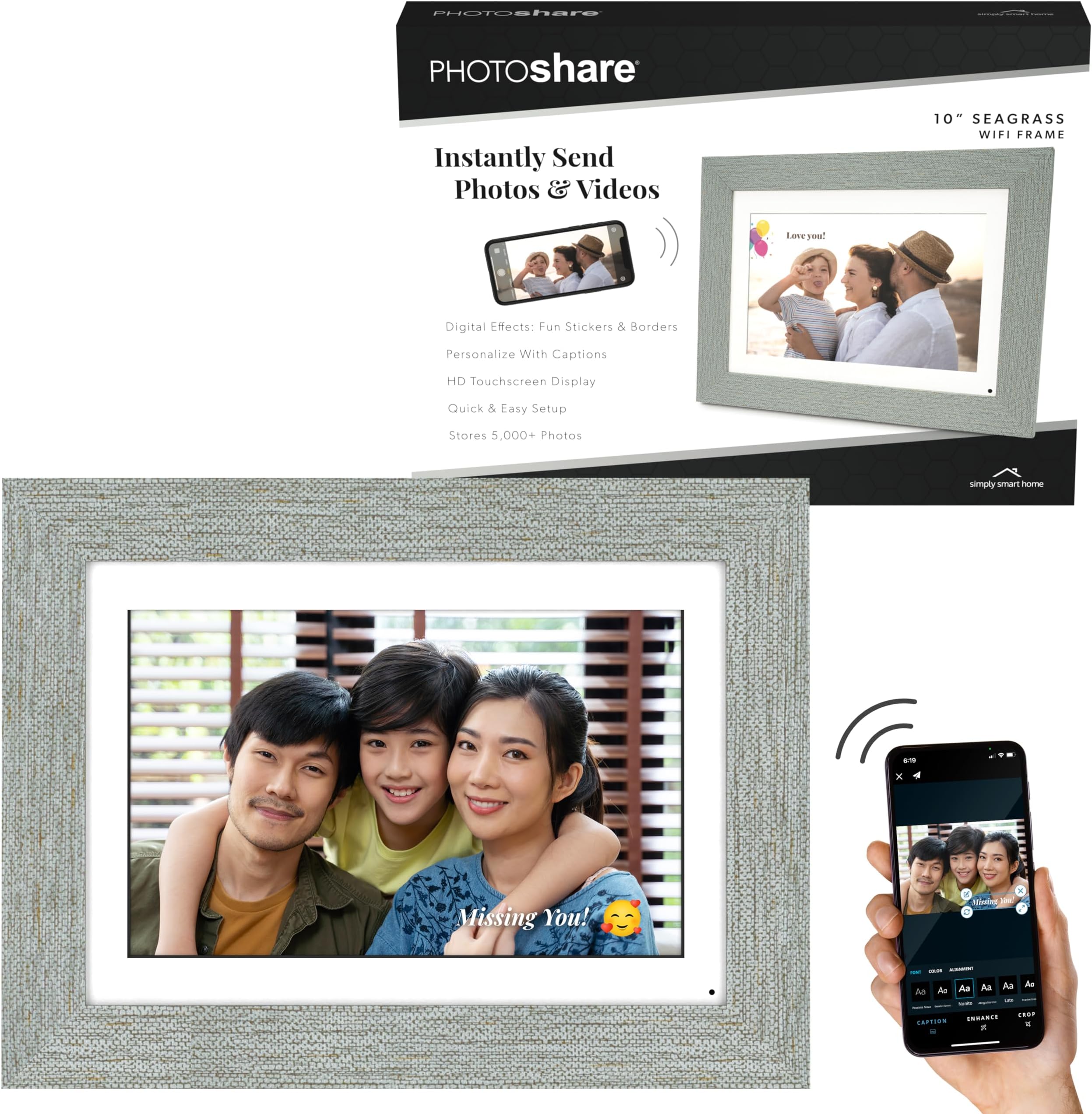 Amazon.com : Simply Smart Home 10” WiFi Digital Photo Frame | Send ...