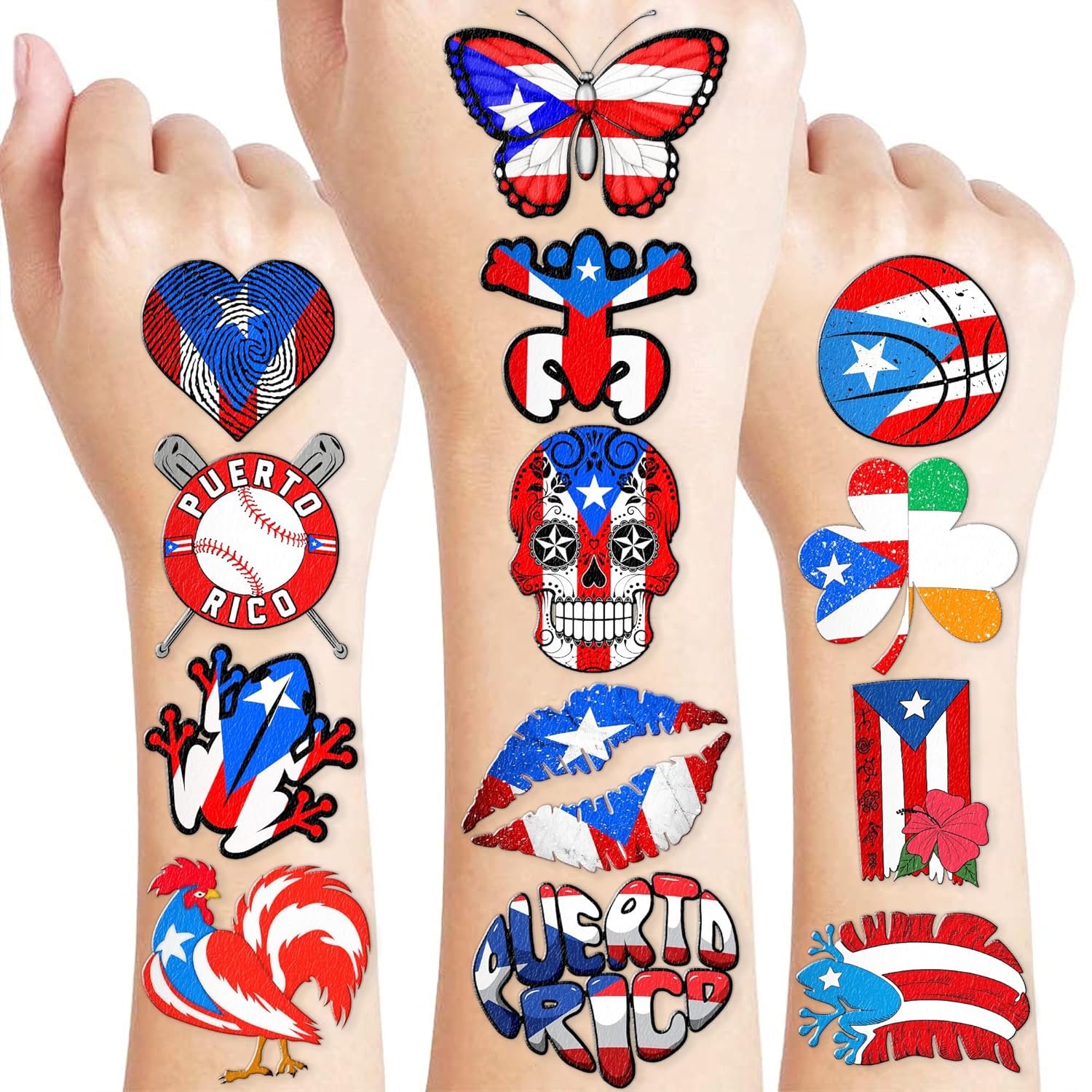 Amazon.com : Puerto Rico Temporary Tattoos Puerto Rican Party ...