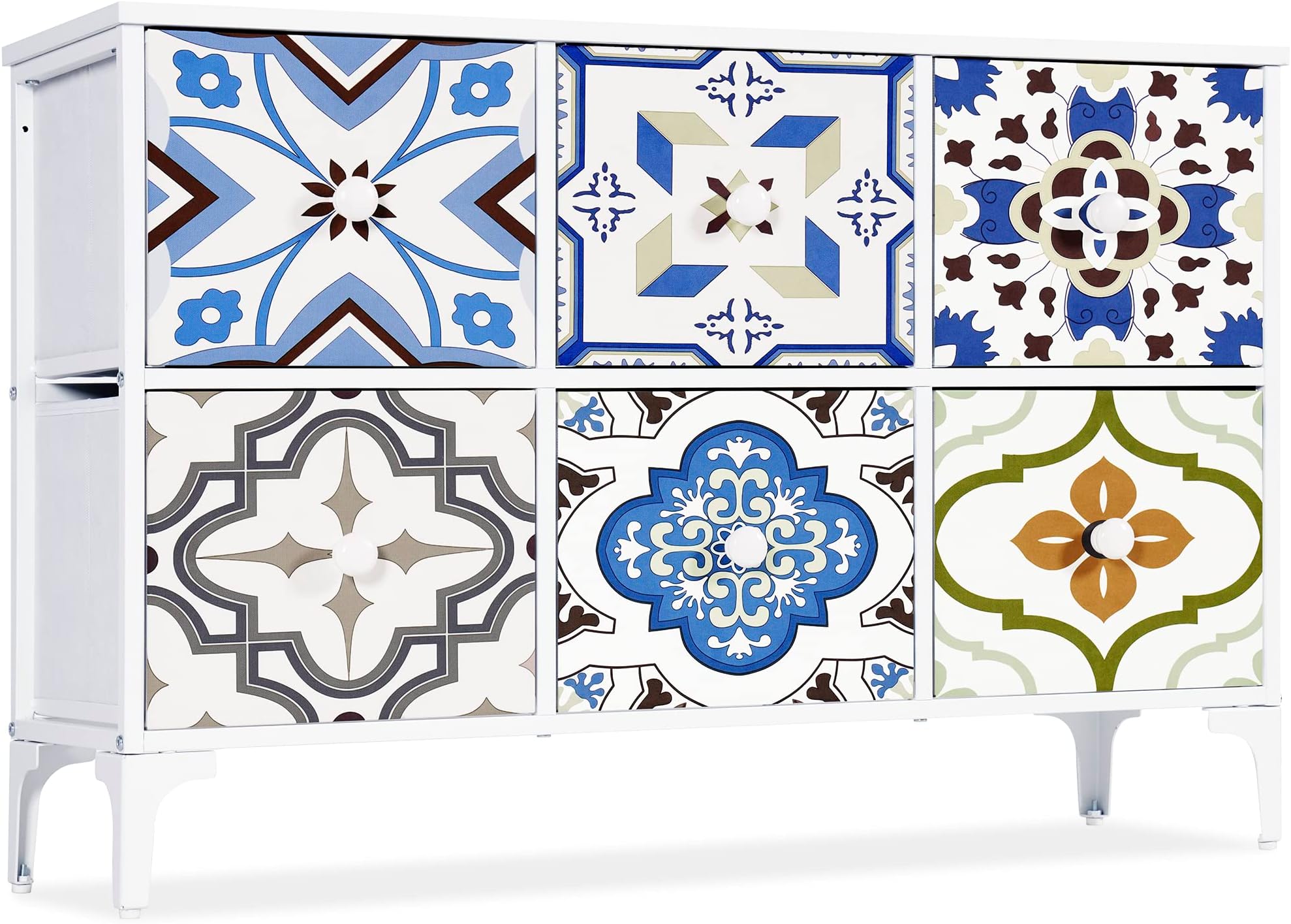 6 Ceramic Drawers in Mango Wood Chest/Spice Drawers : Amazon.co.uk ...