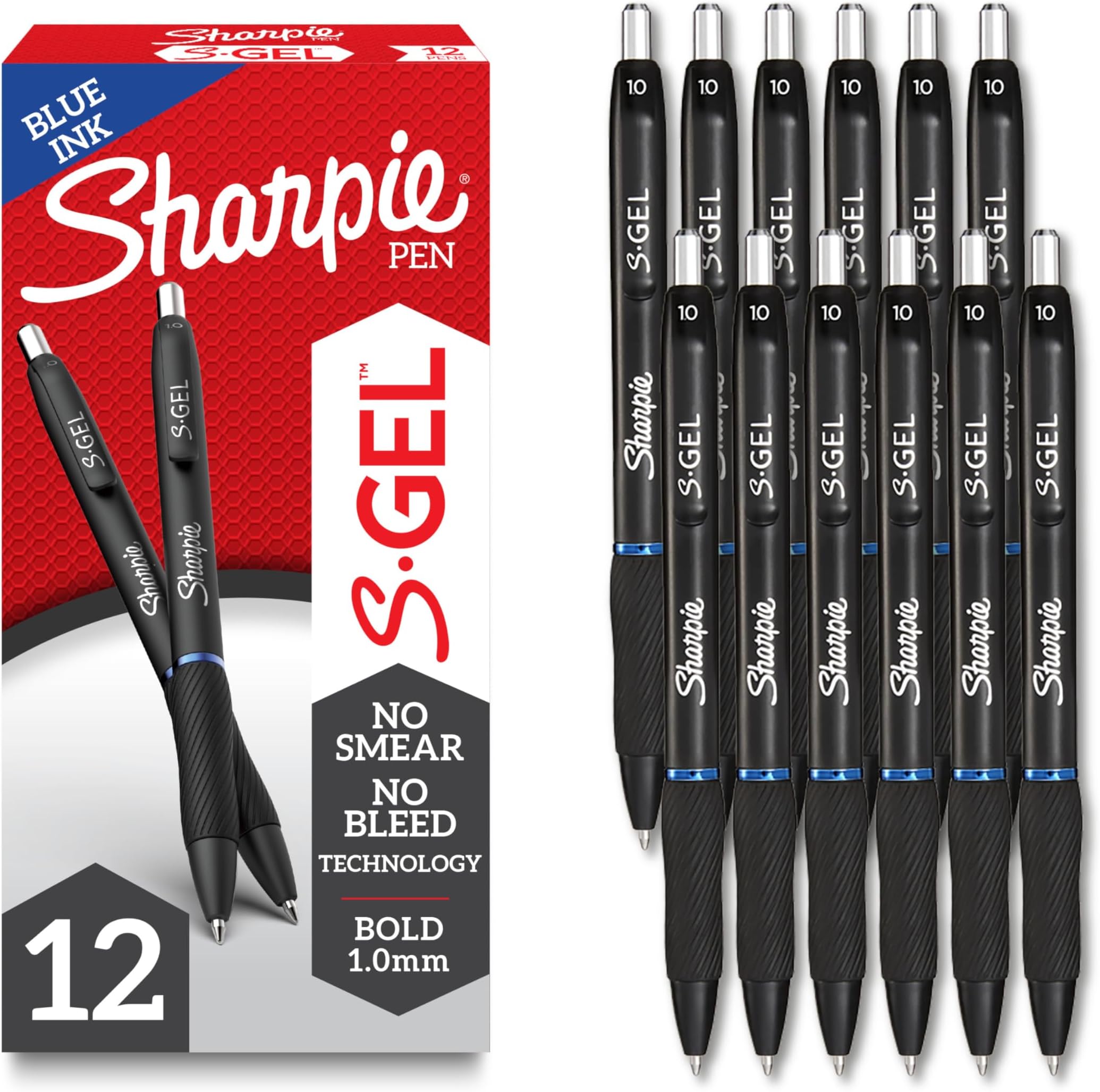 Sharpie S-Gel, Gel Pens, Bold Point (1.0 mm), Blue Ink Gel Pen, 12 ...