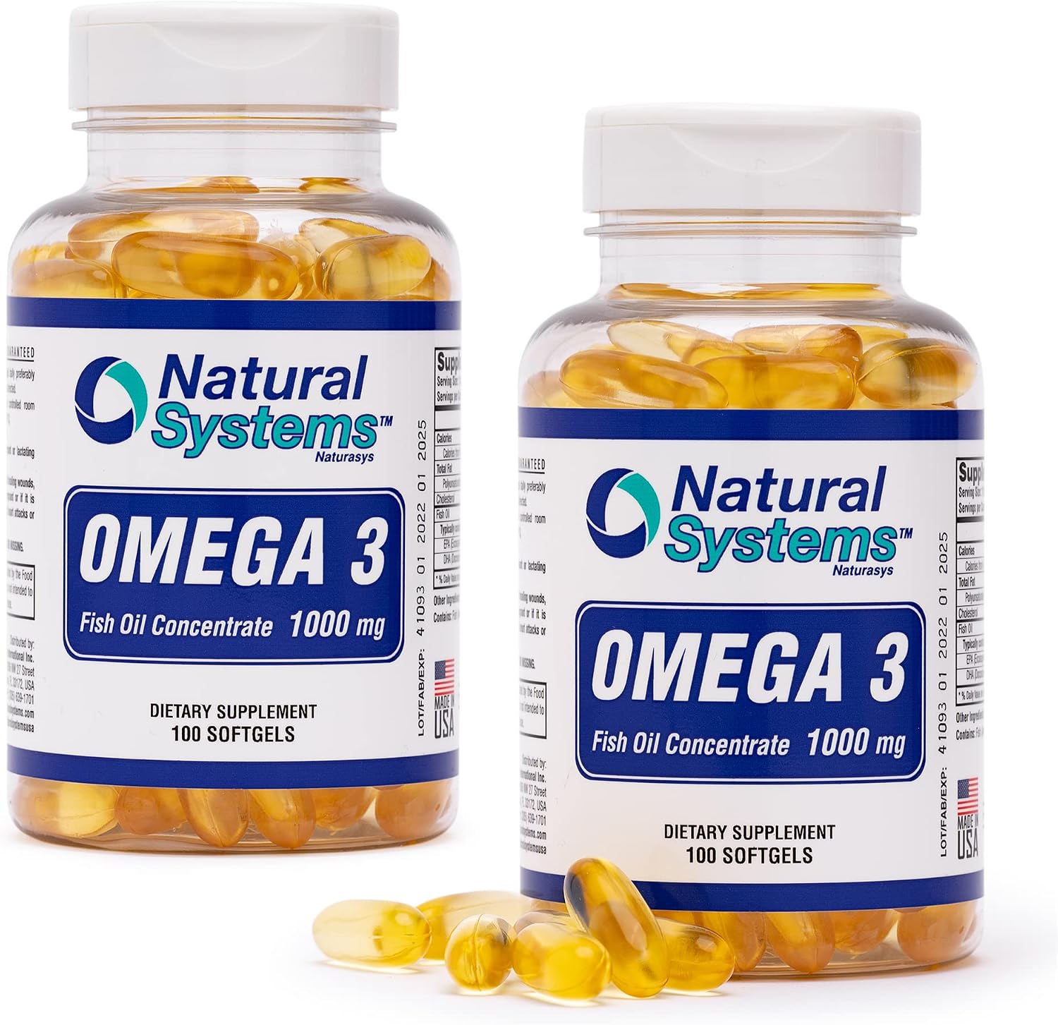 Amazon.com: 2 Pack 100 Softgels Omega 3 1000mg Fish Oil by Natural ...
