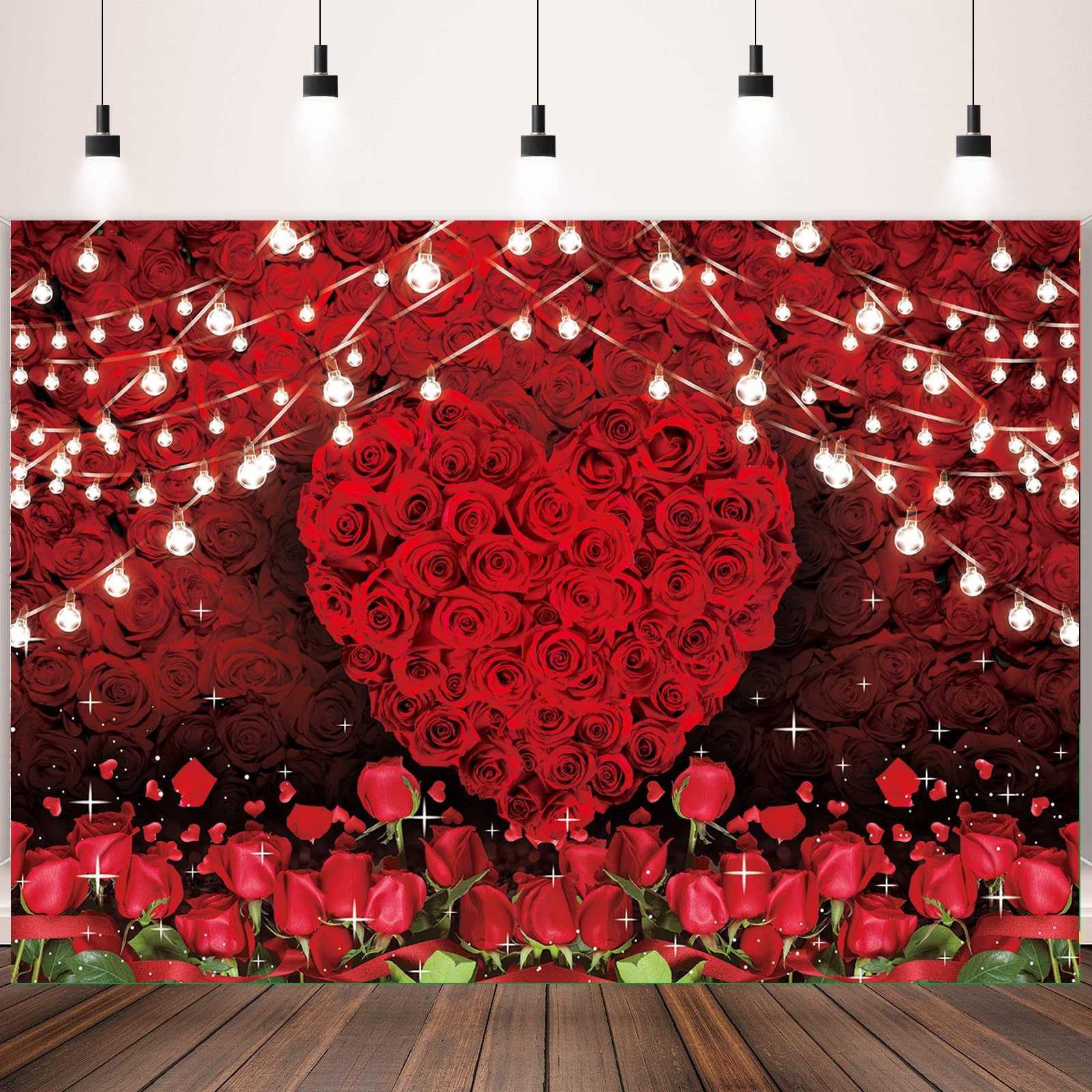 Amazon.com : YCUCUEI 7x5ft Red Rose Photography Backdrop Floral Wall ...