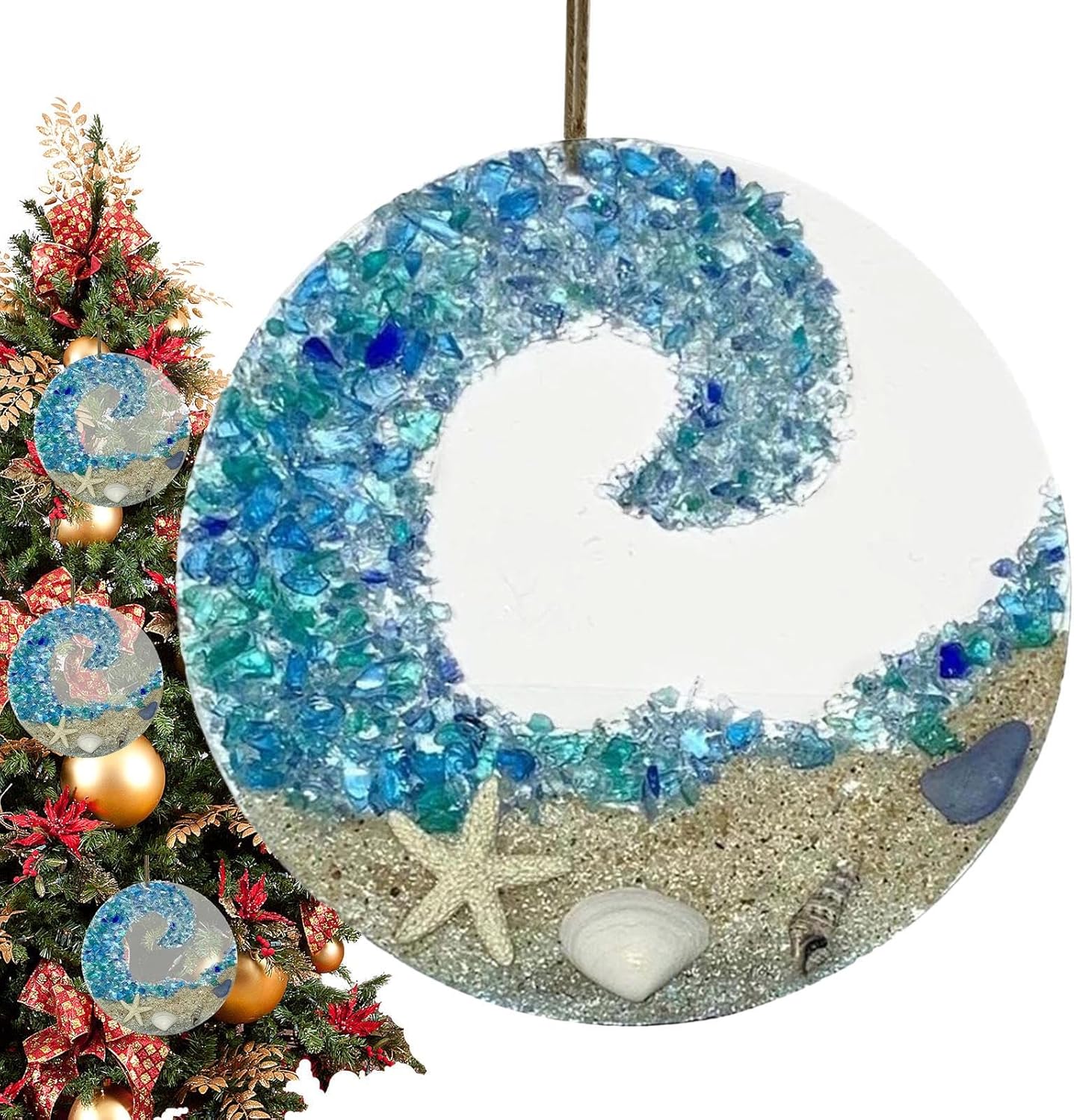 Sea Glass Sun Catchers for Windows - Waves Crashing on the Beach ...