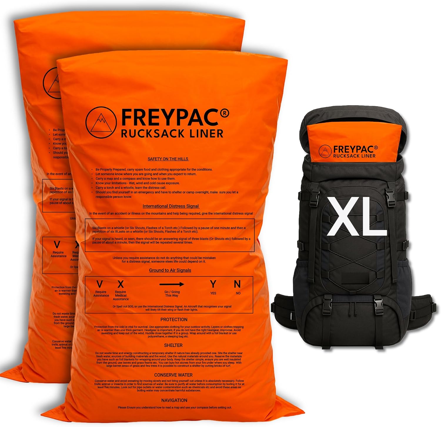 2 Pack XL Waterproof Rucksack Liner, 90cm x 50cm, 120 Microns Thick ...