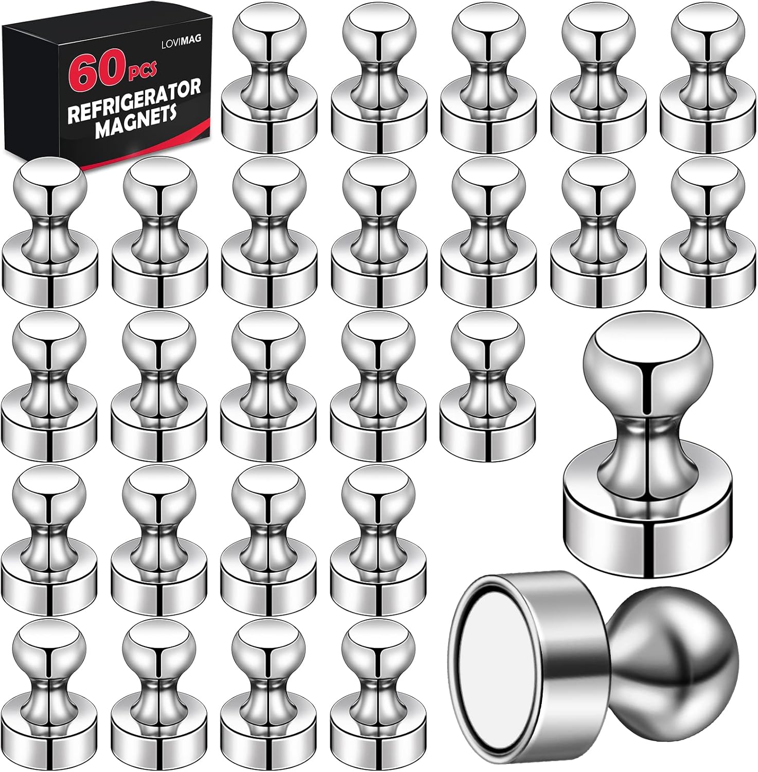 Amazon.com: LOVIMAG Fridge Magnets - 60pcs Strong Neodymium Push Pin ...
