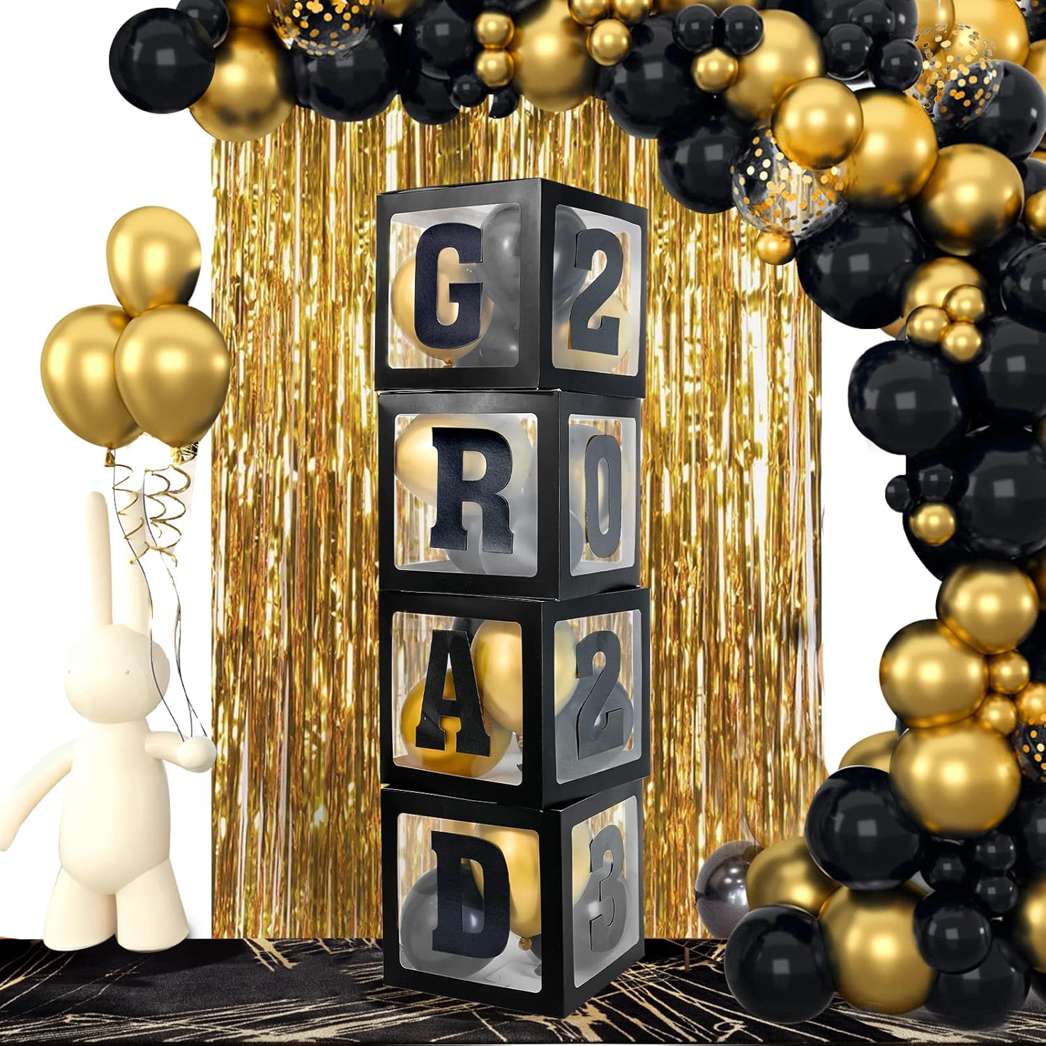 Amazon.com: Graduation Party Decorations 2023-4 Pcs Black Balloon Boxes ...