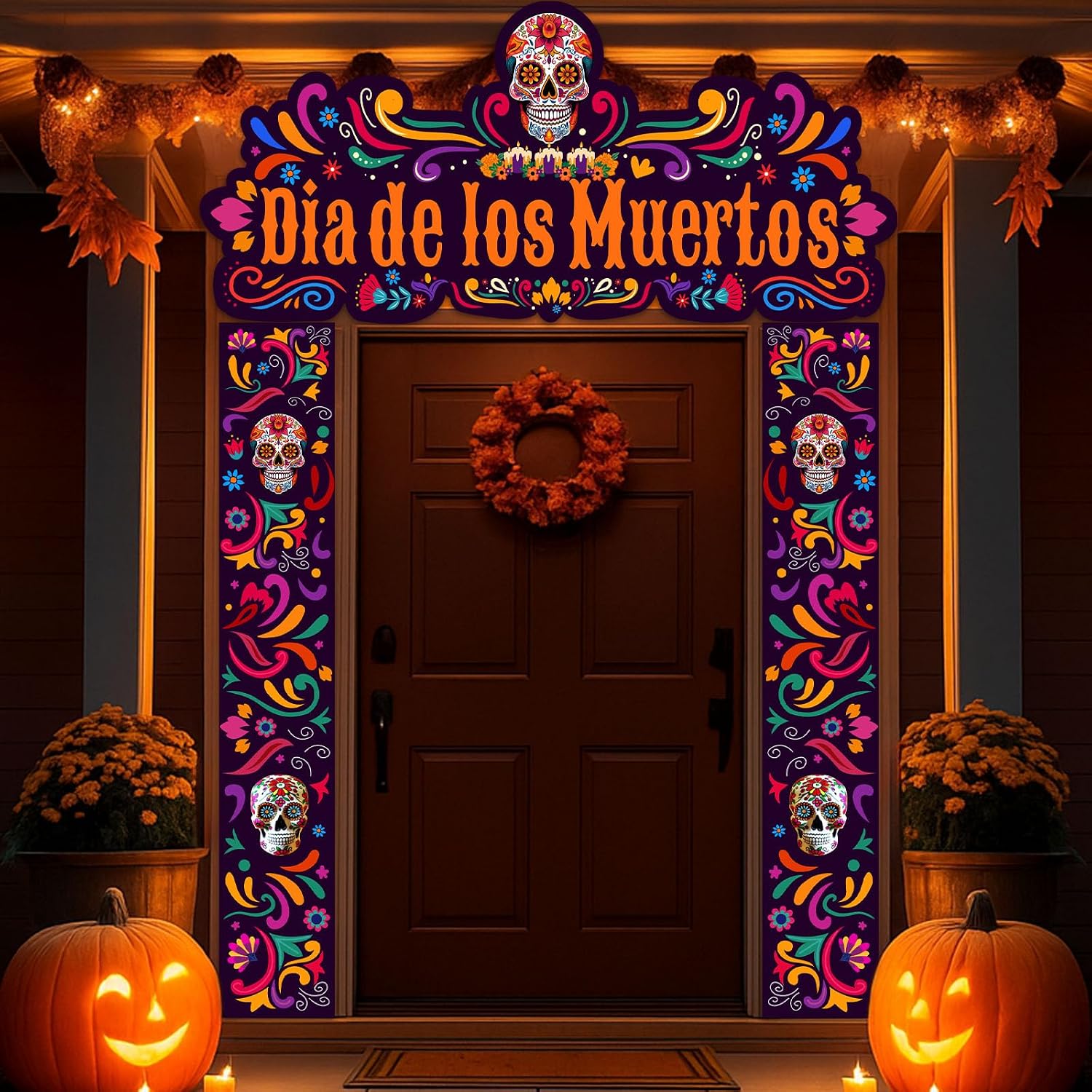 Amazon.com: Frienda Dia de Los Muertos Door Decor, 3 Pcs Day of The ...