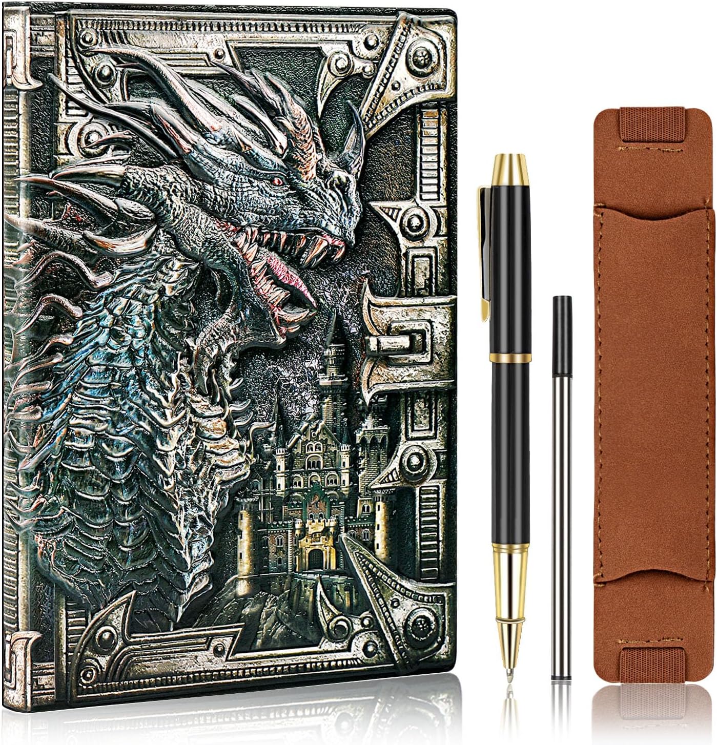 Amazon.com : DND Dragon Notebook 3D Embossed Leather Journal A5 Vintage ...