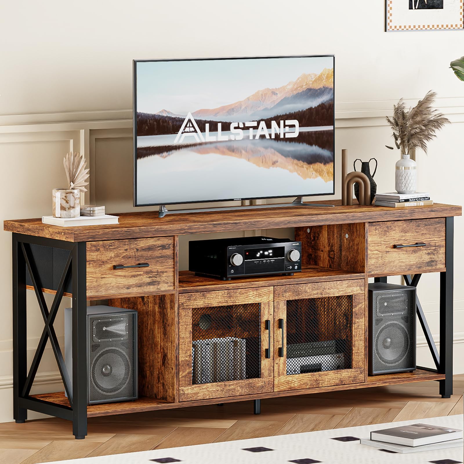 Amazon.com: WLIVE TV Stand 55 inch TV, Tall Entertainment Center with ...