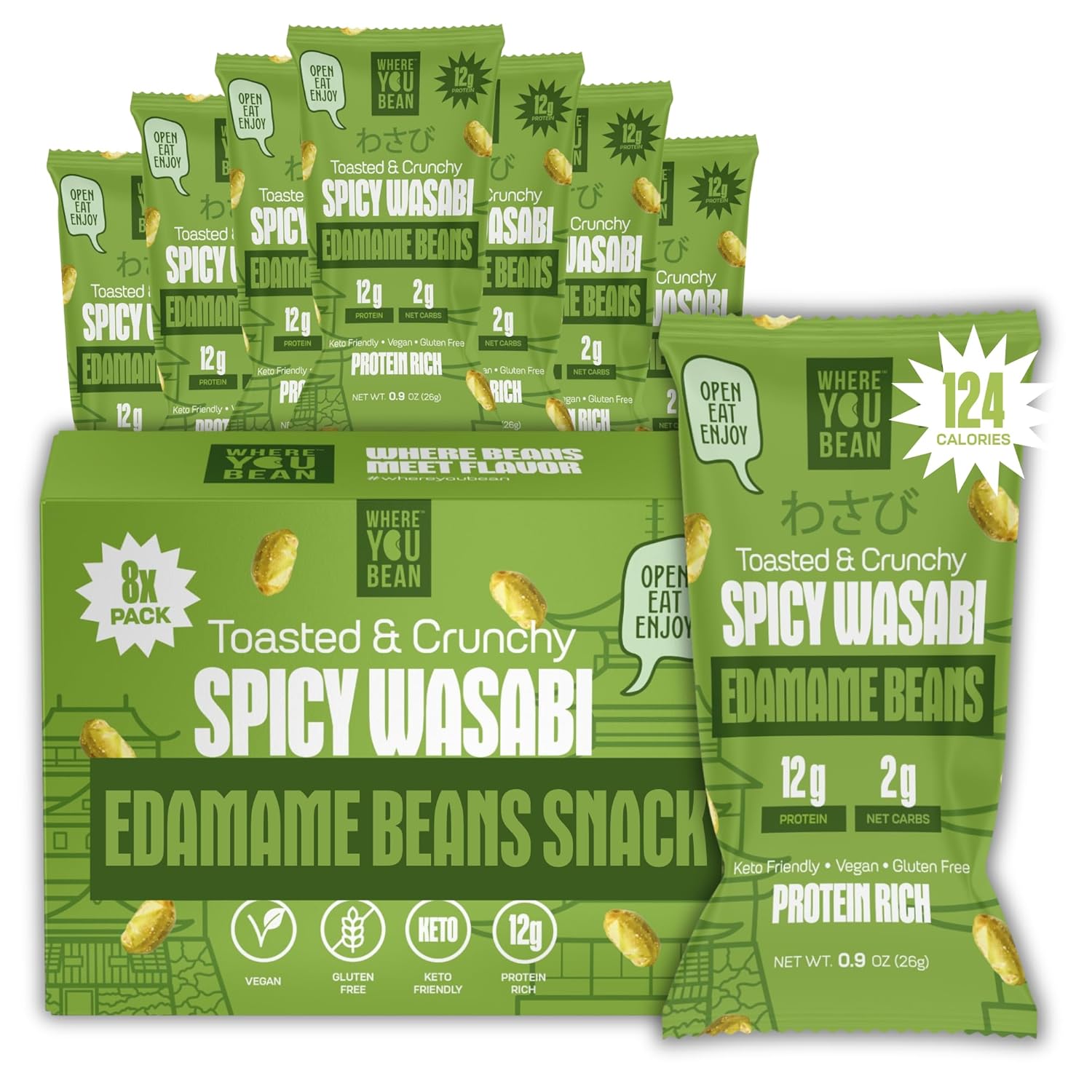 Amazon.com: Where You Bean Edamame Beans Snack (Spicy Wasabi) - Crunchy ...