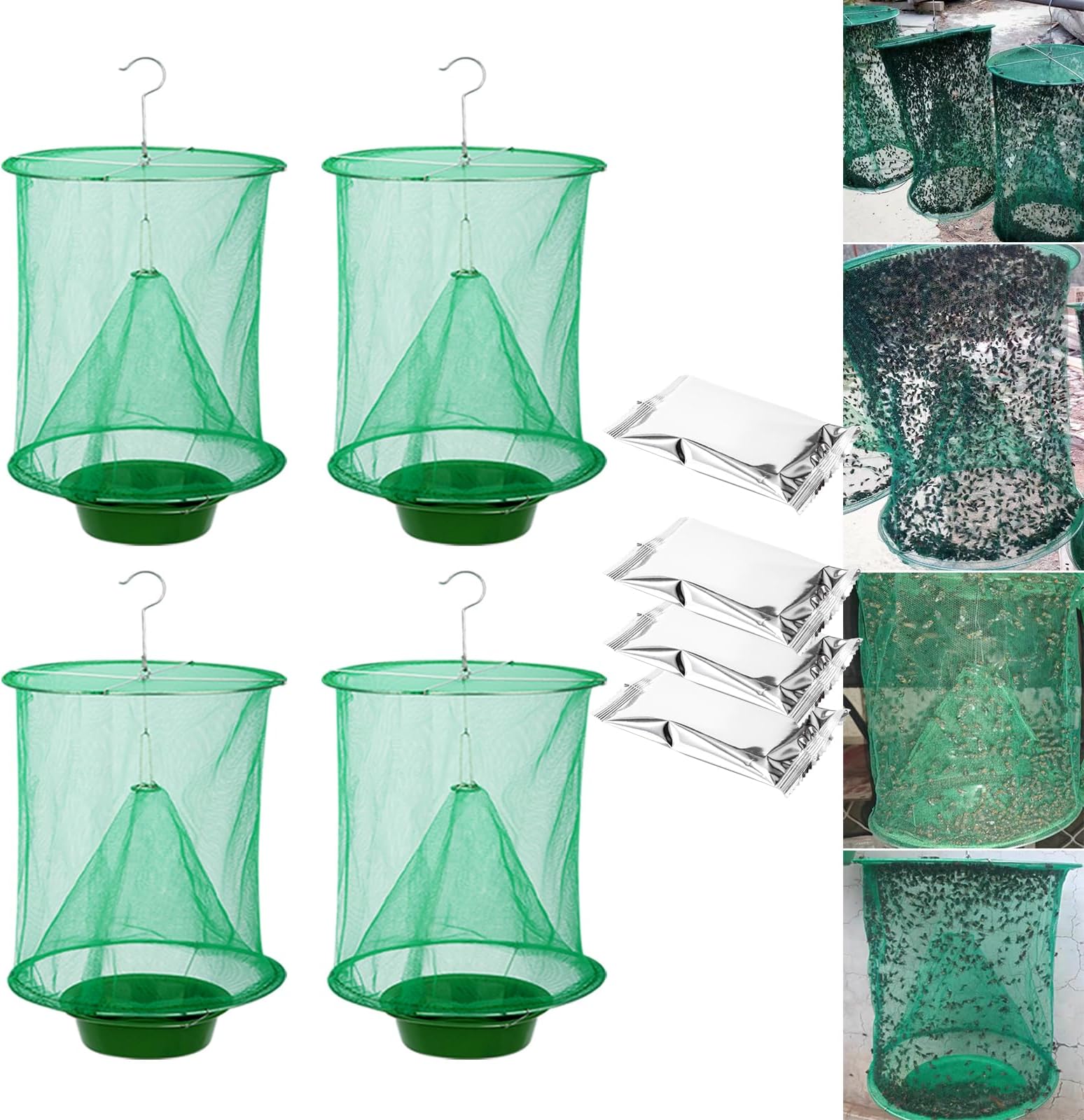 Amazon.com : Ranch Fly Trap Hanging Outdoor - 4 Pack Reusable Fly Trap ...