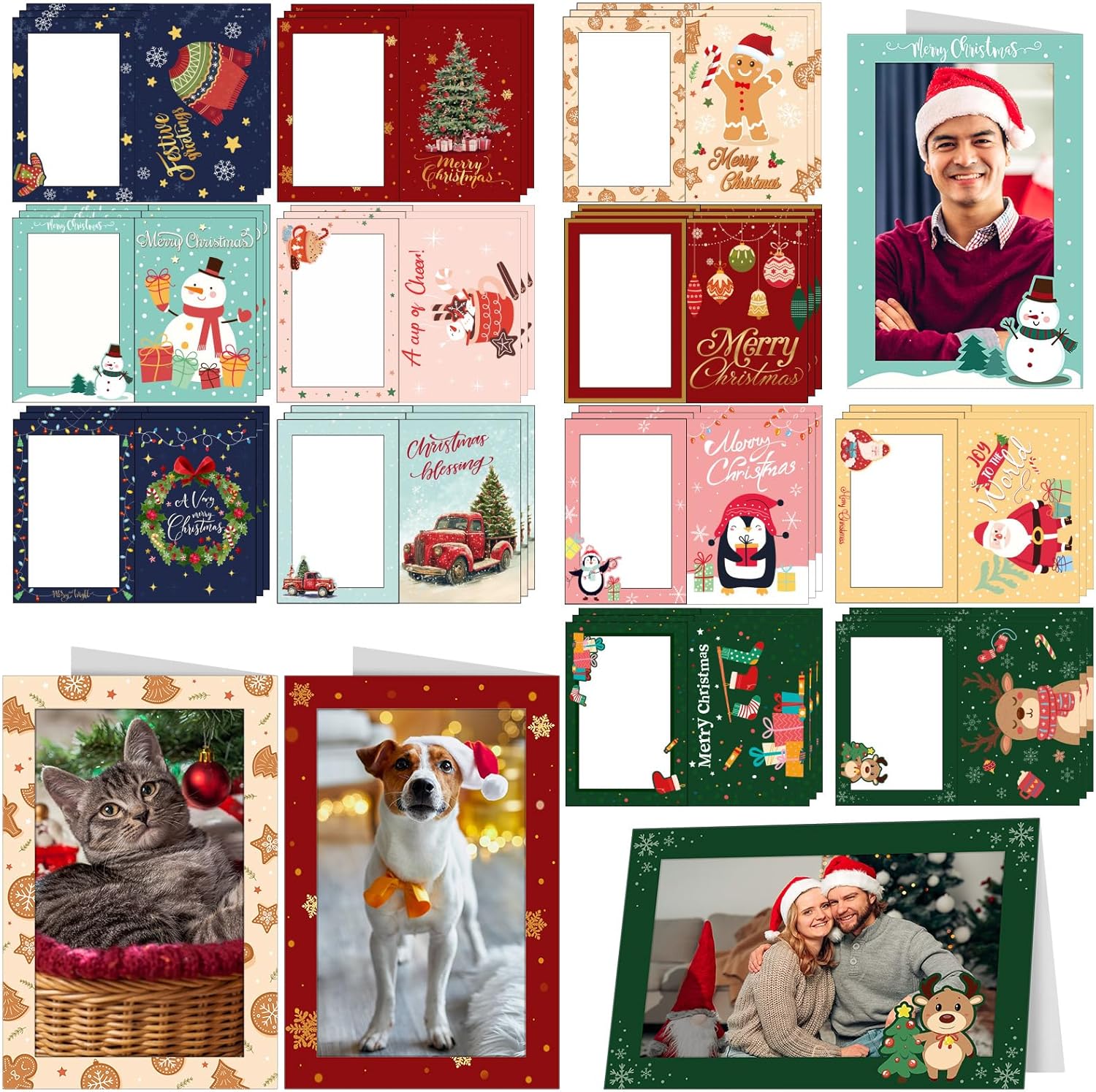Amazon.com : Dispowreath 36 Pcs Christmas Photo Frame Cards for 4 x 6 ...