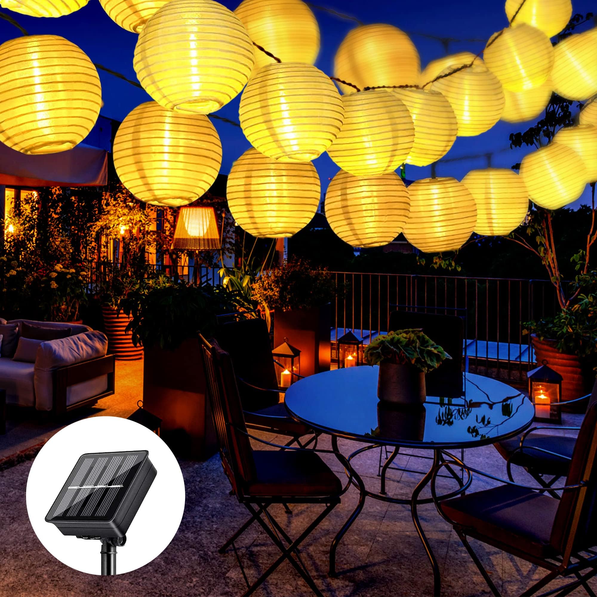 Mexllex Solar Lichterkette Lampion Außen, 9.5M 50 LED Lampion ...
