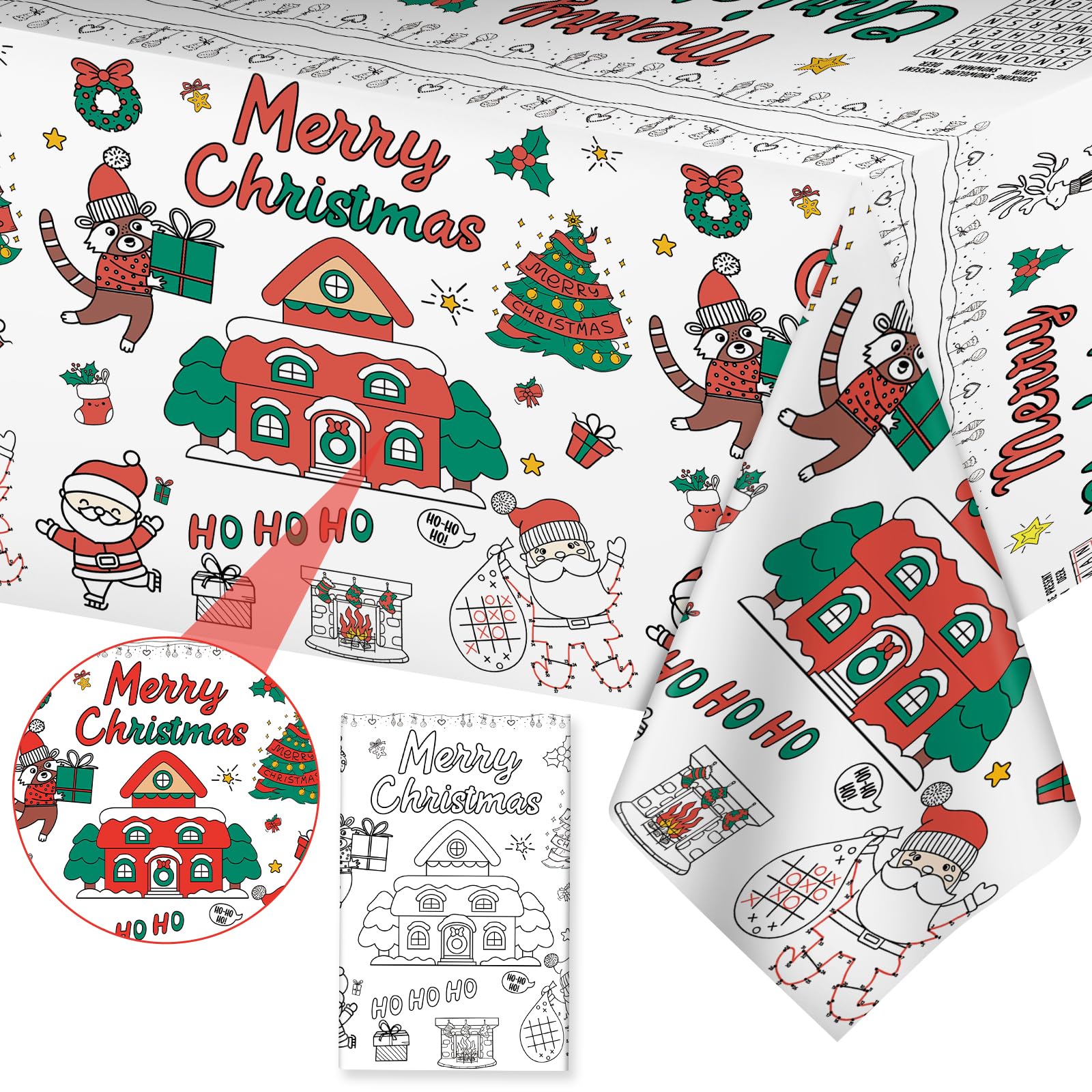 Amazon.com: Christmas Coloring Tablecloth for Kids - Giant Paper ...