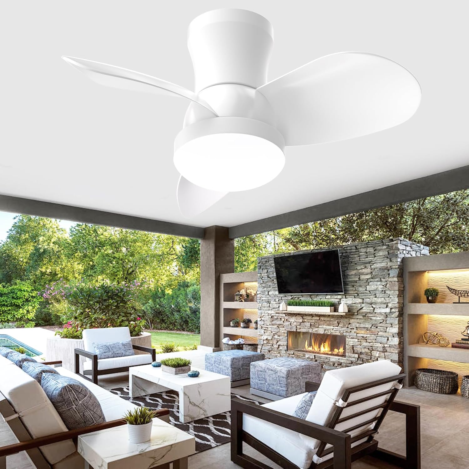 alescu Ceiling Fans with Lights and Remote-Low Profile Ceiling Fan ...