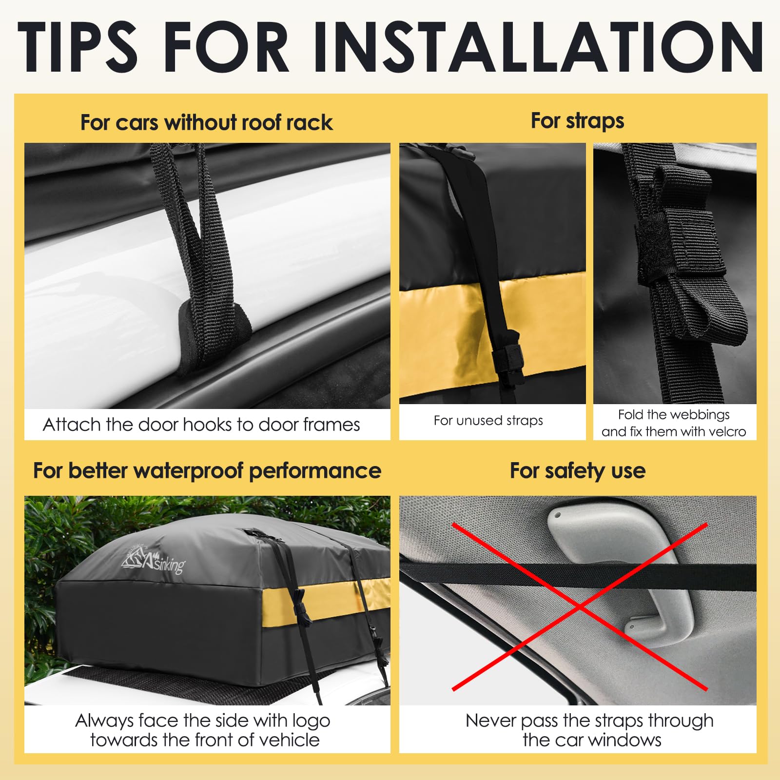 Car Rooftop Cargo Carrier Bag, 21 Cubic Feet Waterproo Car Top Carrier ...