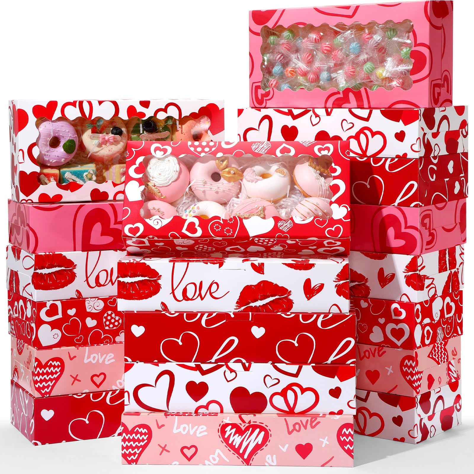 Amazon.com: Skyygemm 100 Pcs Valentine's Day Bakery Treat Boxes ...
