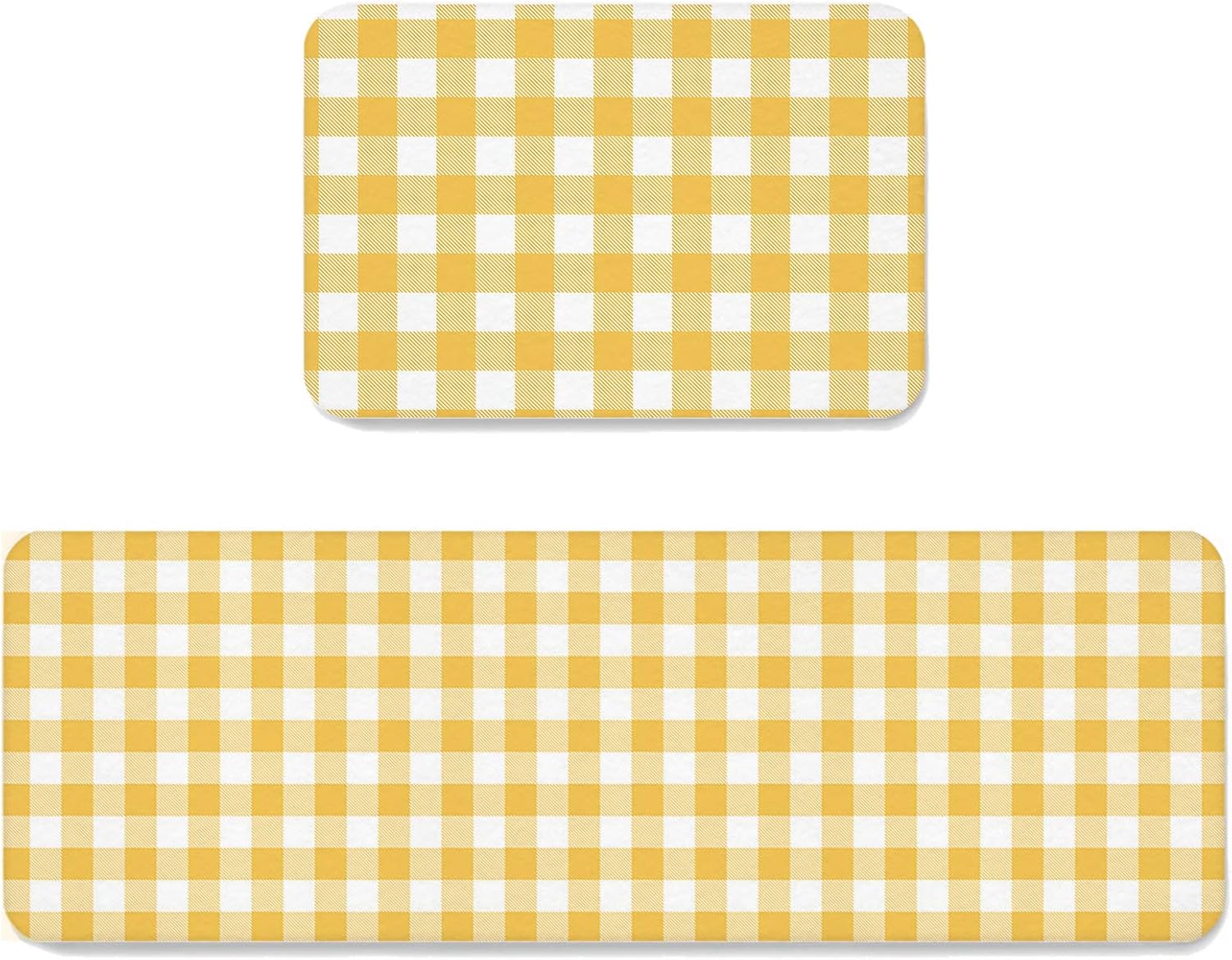 Amazon.com: LBDecor Spring Buffalo Plaid Yellow Kitchen Mat 2 PCS ...