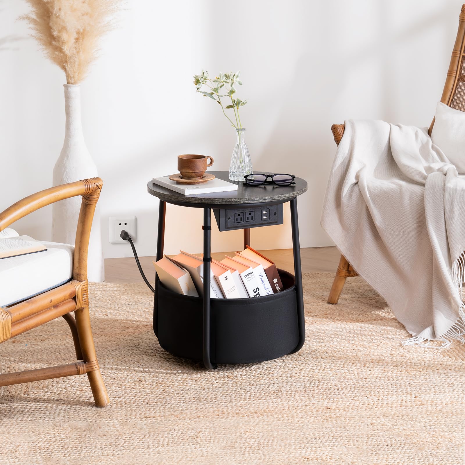 Snapklik.com : Yoobure Small Side Table, LED Night Stand