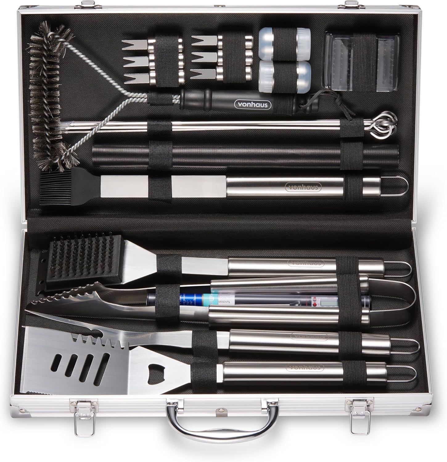 VonHaus BBQ Tool Set with Metal Case, 25Pcs BBQ Accessories Kit ...