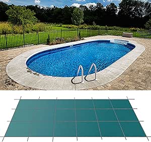 Amazon.co.jp: プール カバー 1m 2m 3m 4m 5m 6m 7m 8m 9m 10m 安全プールカバー 地下プール用、長方形夏/冬プールカバー 真鍮アンカー付きグリーン ...