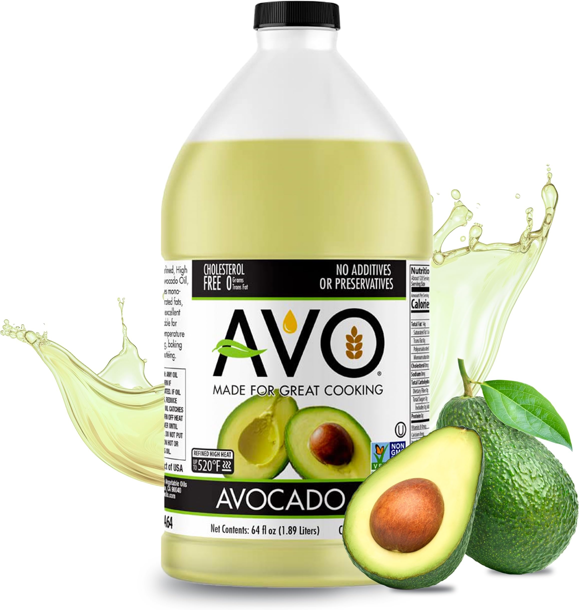 Amazon.com : AVO NON GMO 100% Avocado Oil, 64 Fl-oz, NO Preservatives ...