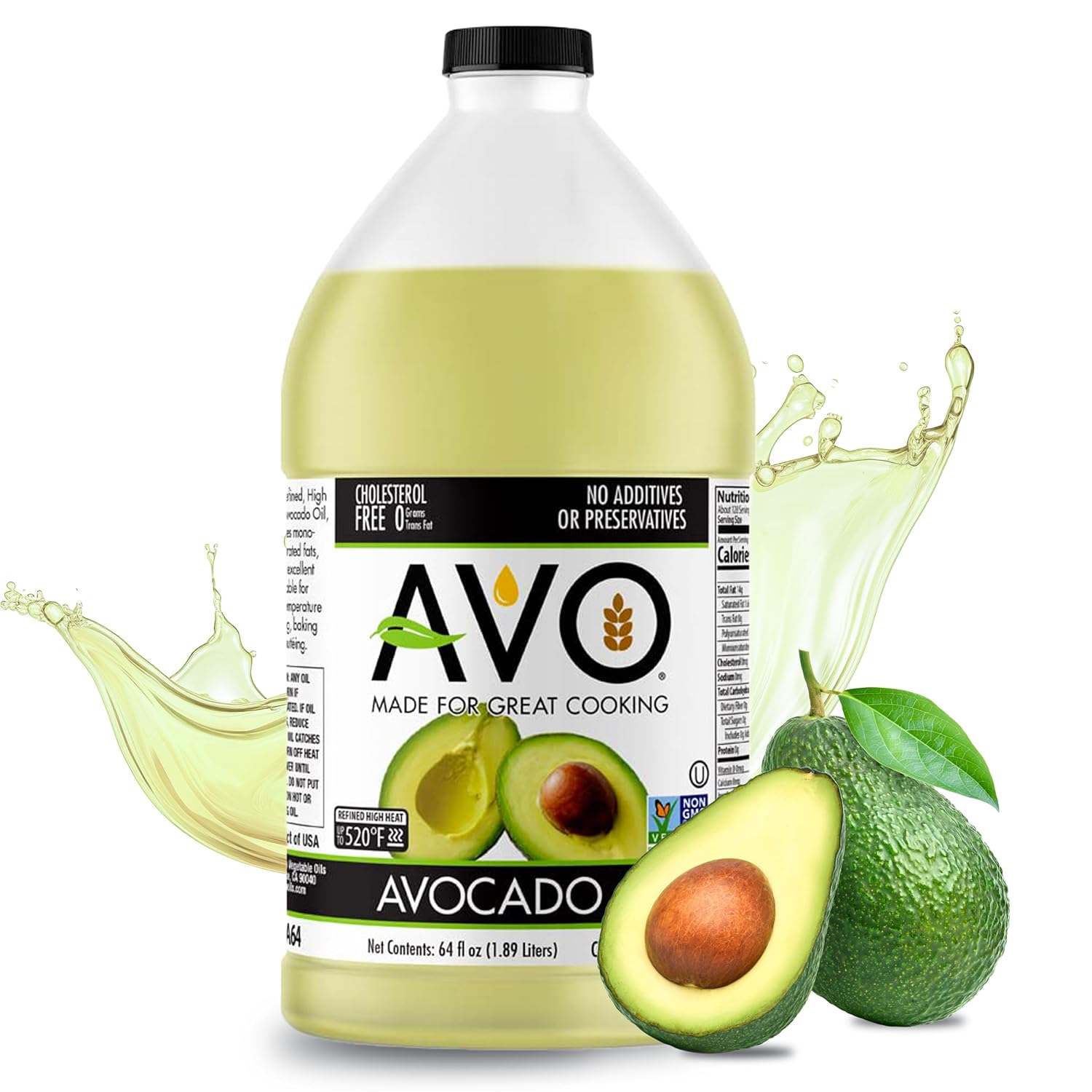 Amazon.com : AVO NON GMO 100% Avocado Oil, 64 Fl-oz, NO Preservatives ...