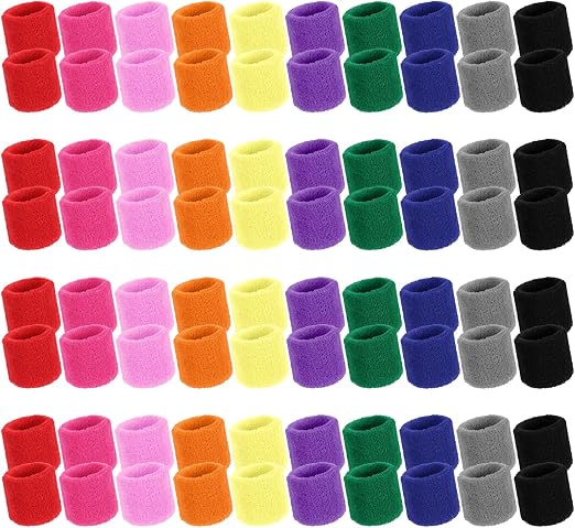 Amazon.com : 80 Pcs Wrist Sweatbands Bulk, Sports Wristbands in 10 ...