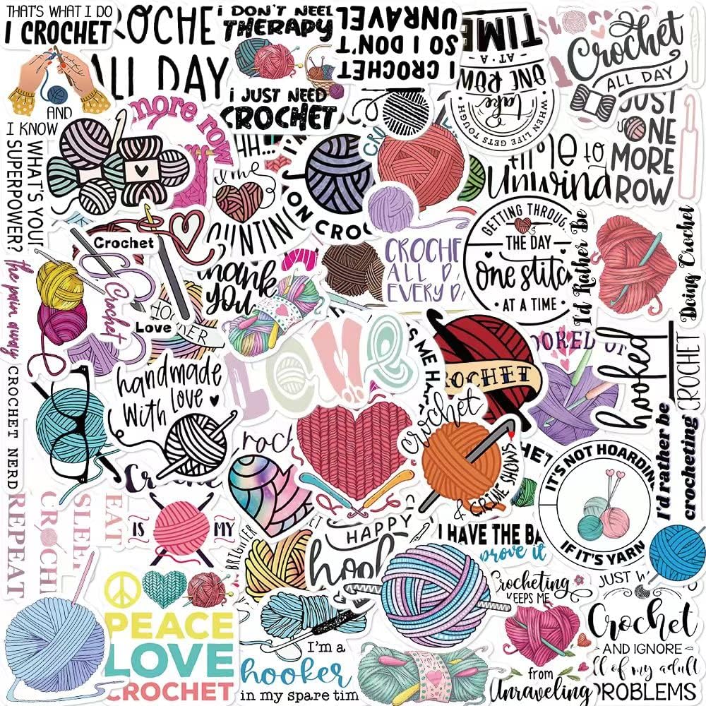 Amazon.com: Crochet Stickers,Crochet Vinyl Stickers,Water Bottle Laptop ...