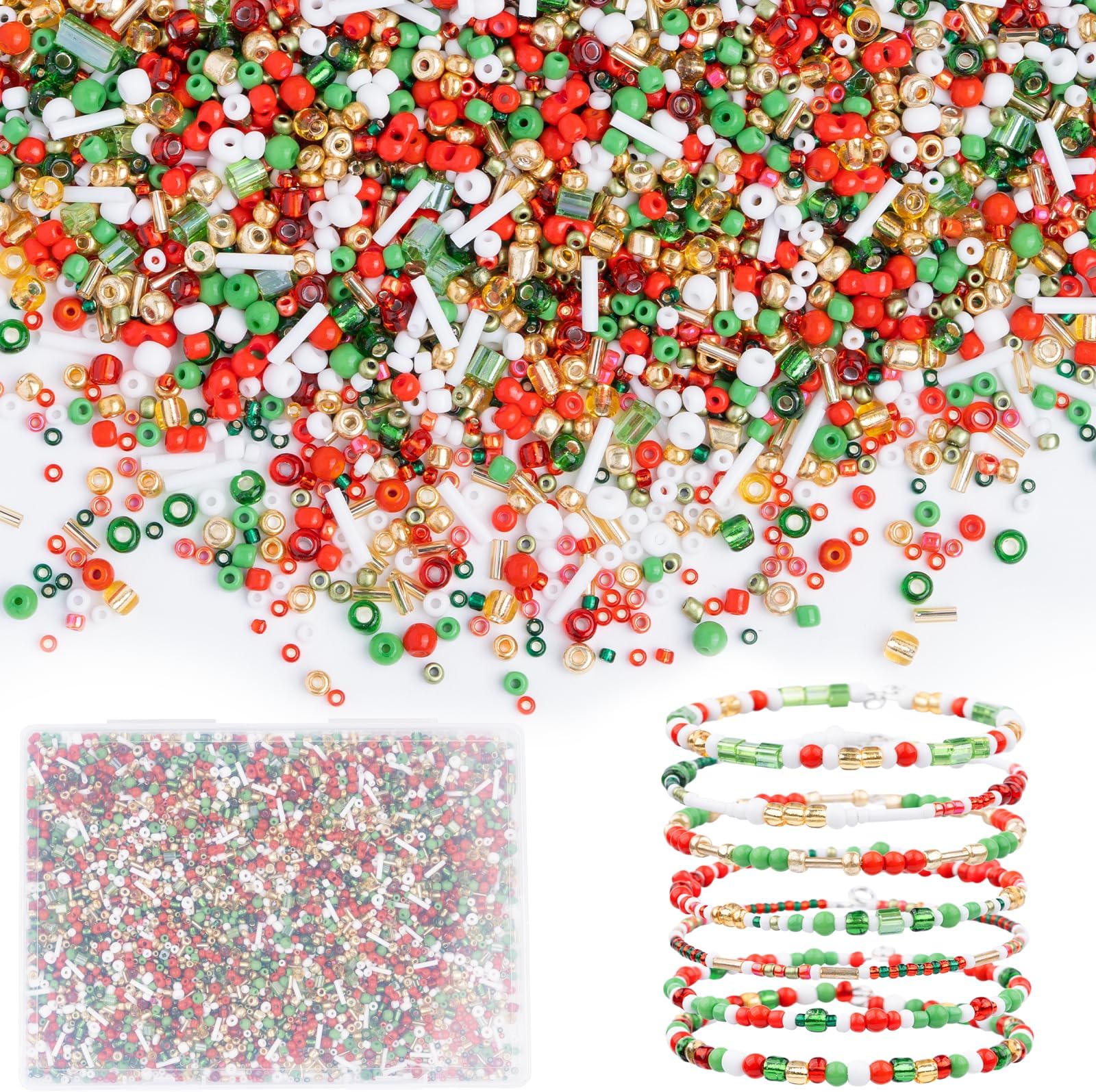 Amazon.com: 600Pcs Christmas Beads, 8mm Metallic Round Pony Beads with ...