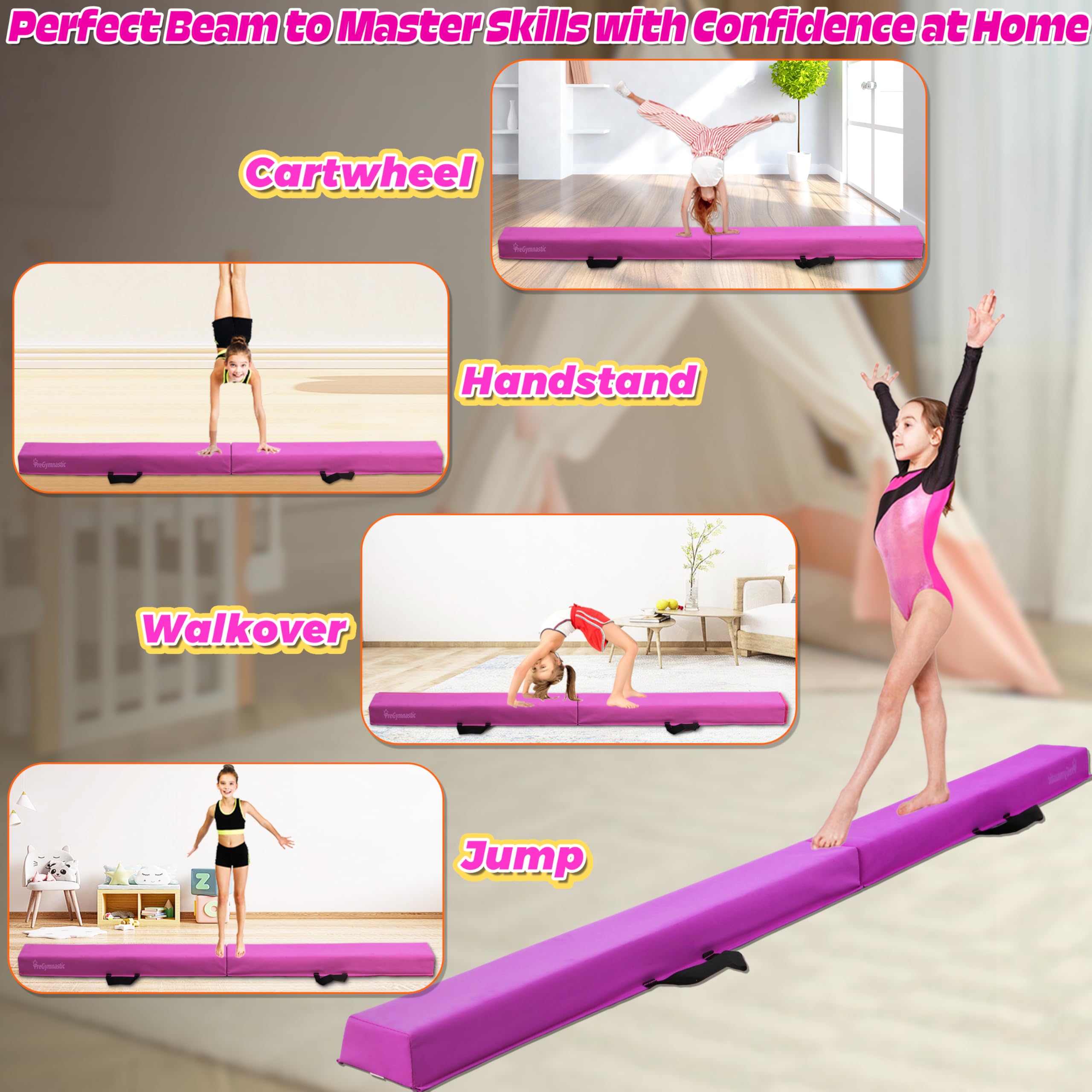Snapklik.com : PreGymnastic Folding Balance Beam For Kids 3-12-Foldable ...