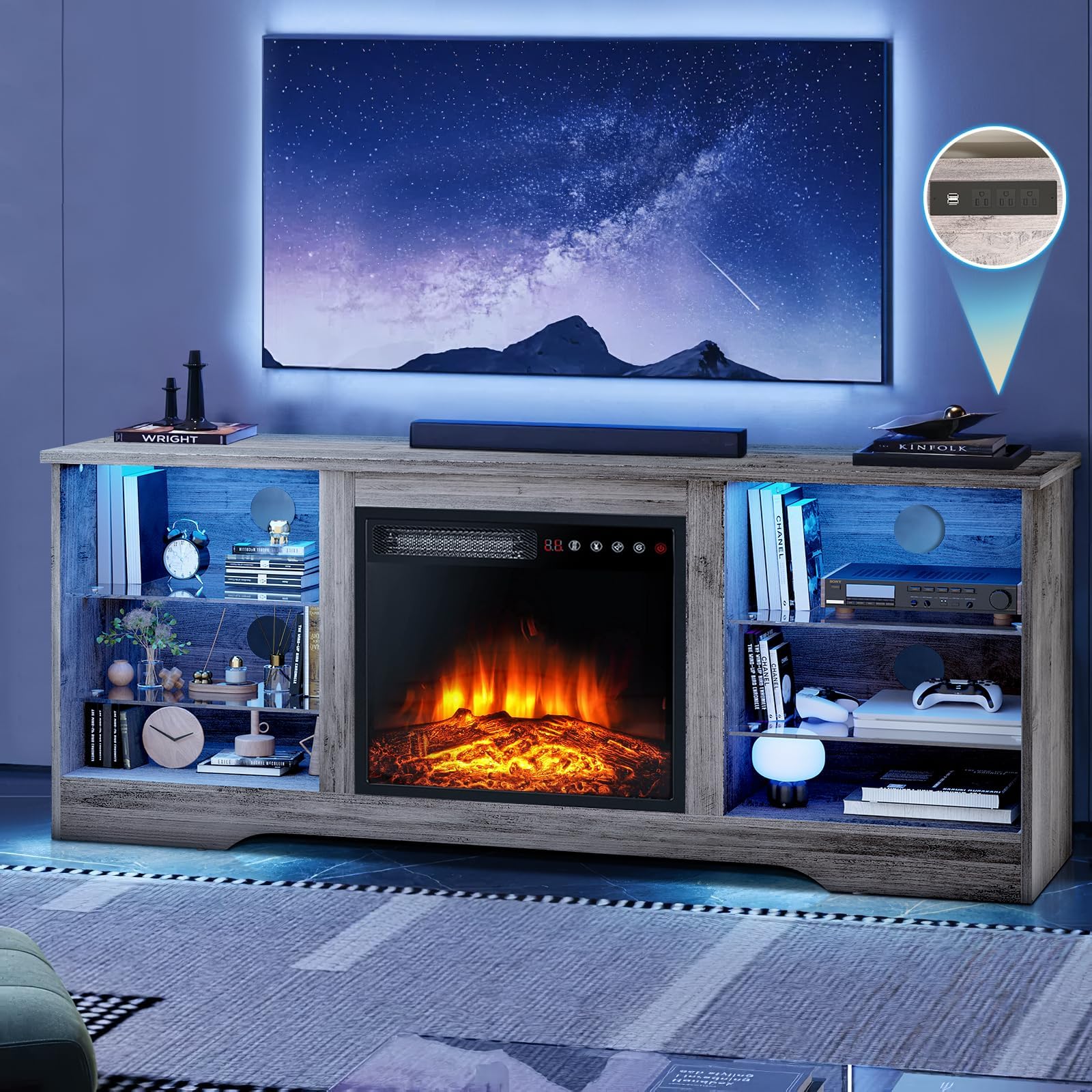 Amazon.com: ClassicFlame Greatlin 64" Infrared Electric Fireplace TV ...