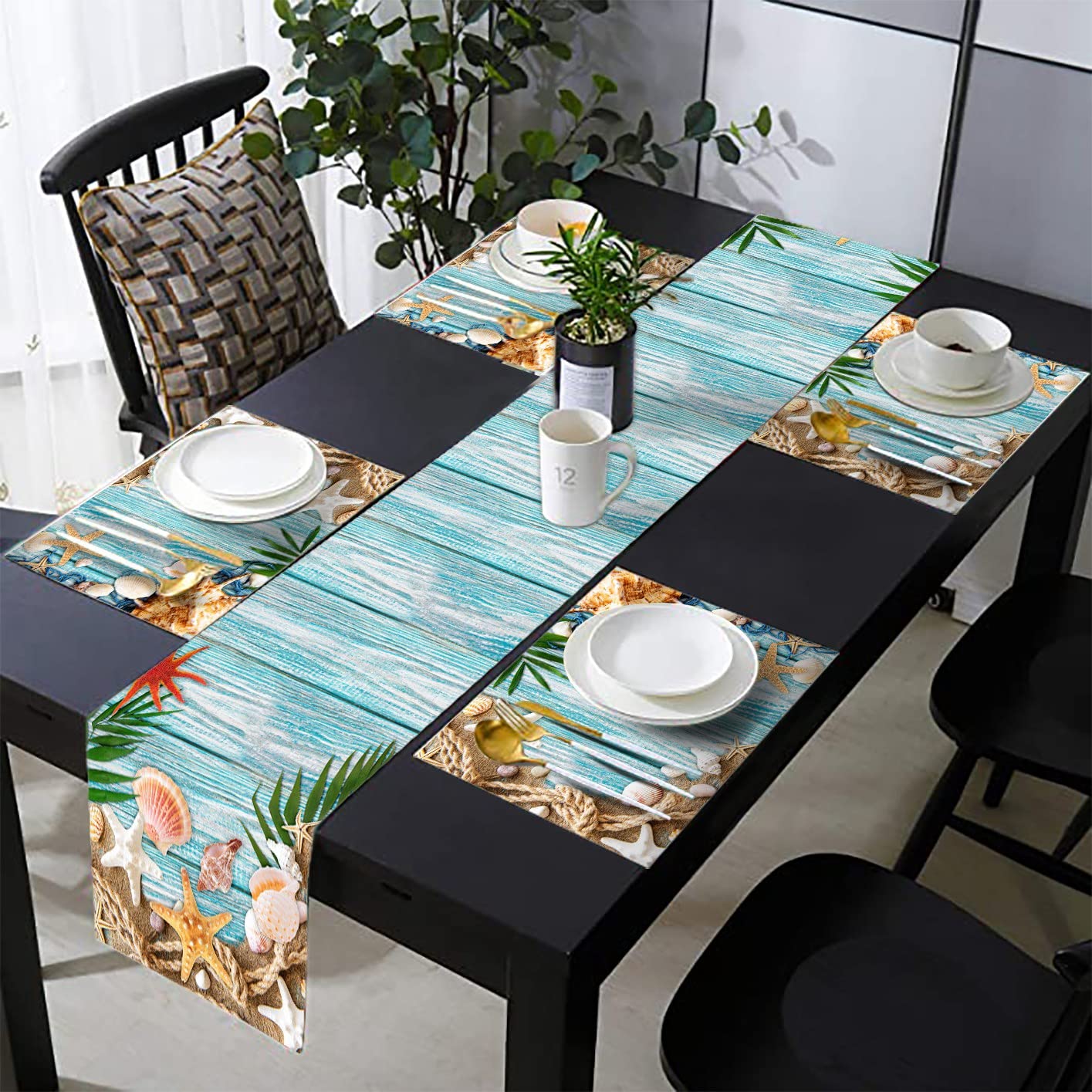 Amazon.com: TQFZP Summer Tropical Table Runner and Place Mats Set of 6 ...