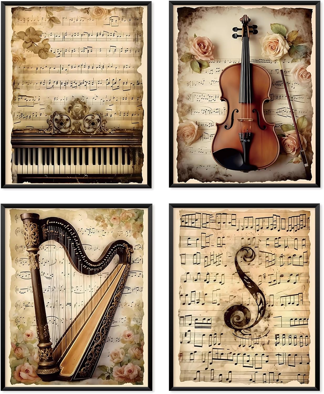 Amazon.com: Locomiss Classical Elegant Musical Wall Art Posters ...