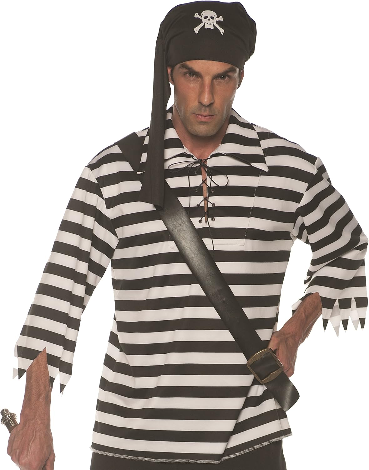 Amazon.com: Underwraps Men's Classic Pirate Striped Shirt Costume-Black ...
